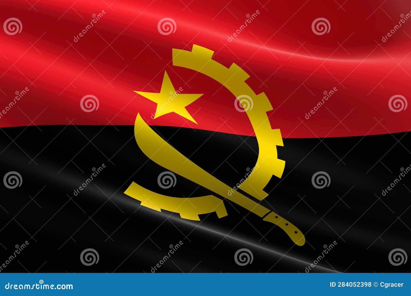 Flag of Angola. 3d Illustration of the Angolan Flag Waving Stock Illustration - Illustration of ...