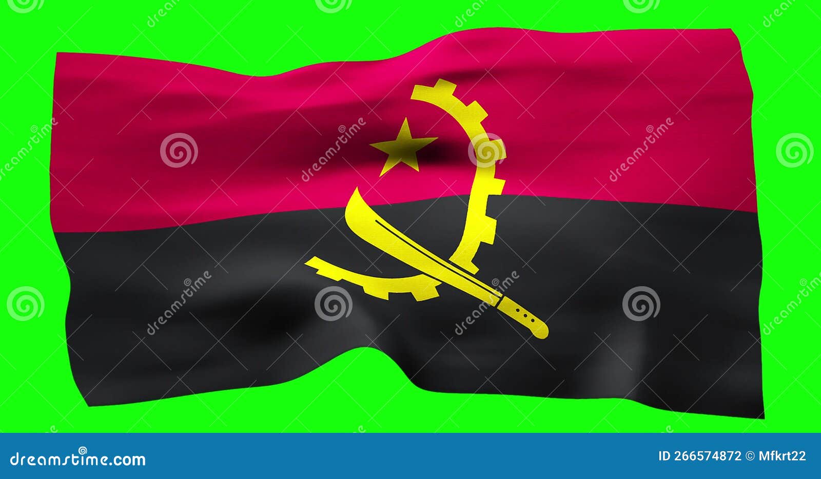 Flag of Angola Realistic Waving on Green Screen. Seamless Loop ...