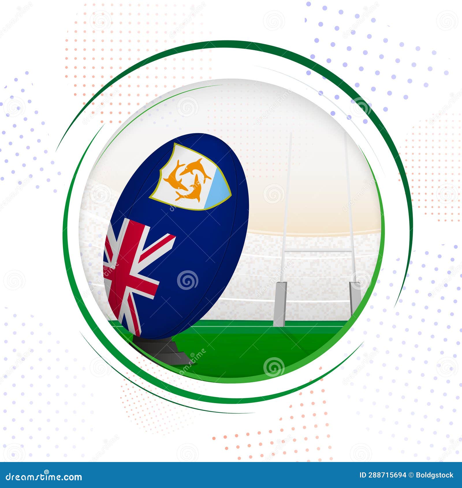 Flag of Anguilla on Rugby Ball. Round Rugby Icon with Flag of Anguilla ...