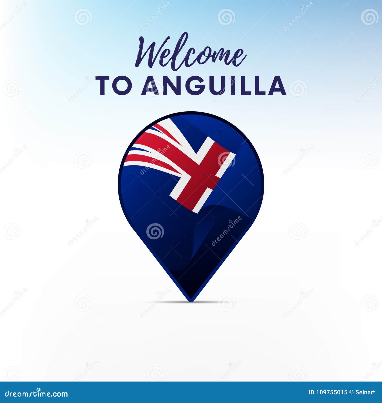 Flag of Anguilla in Shape of Map Pointer or Marker. Welcome To Anguilla ...