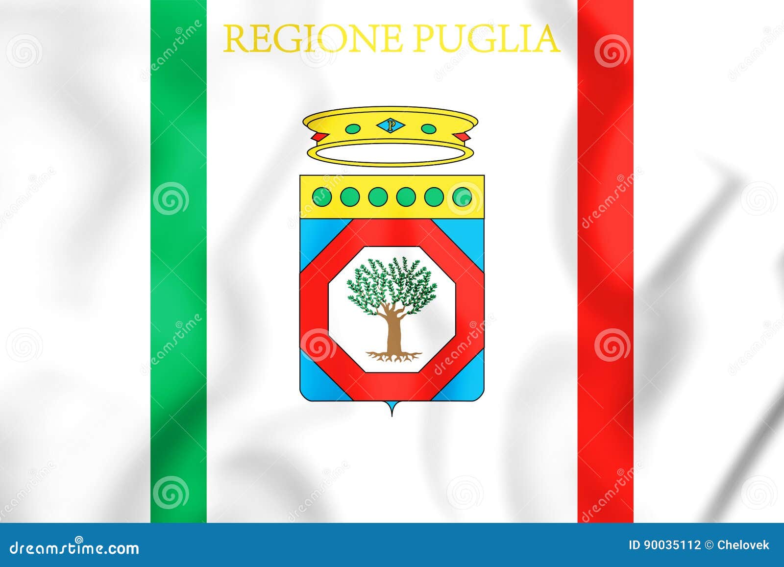 Flag of Apulia Region, Italy. 3D Illustration Stock Illustration ...