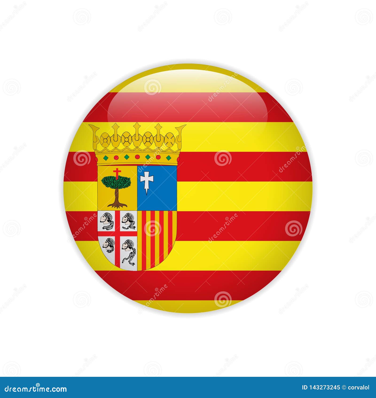 Flag Aragon button stock vector. Illustration of patriotism - 143273245