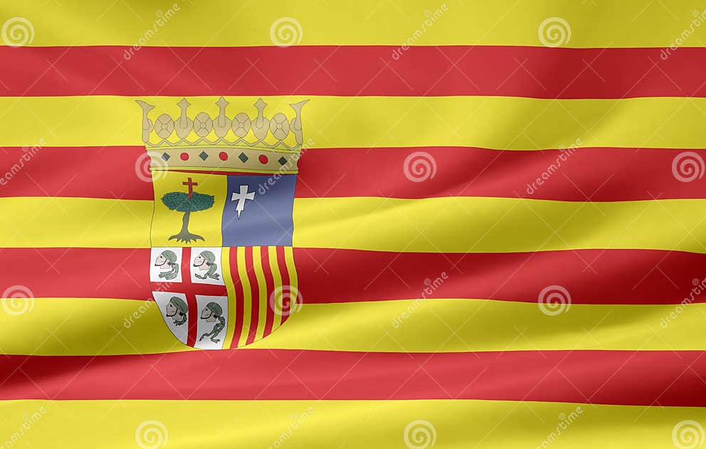 Flag of Aragon - Spain stock illustration. Illustration of region - 7115468