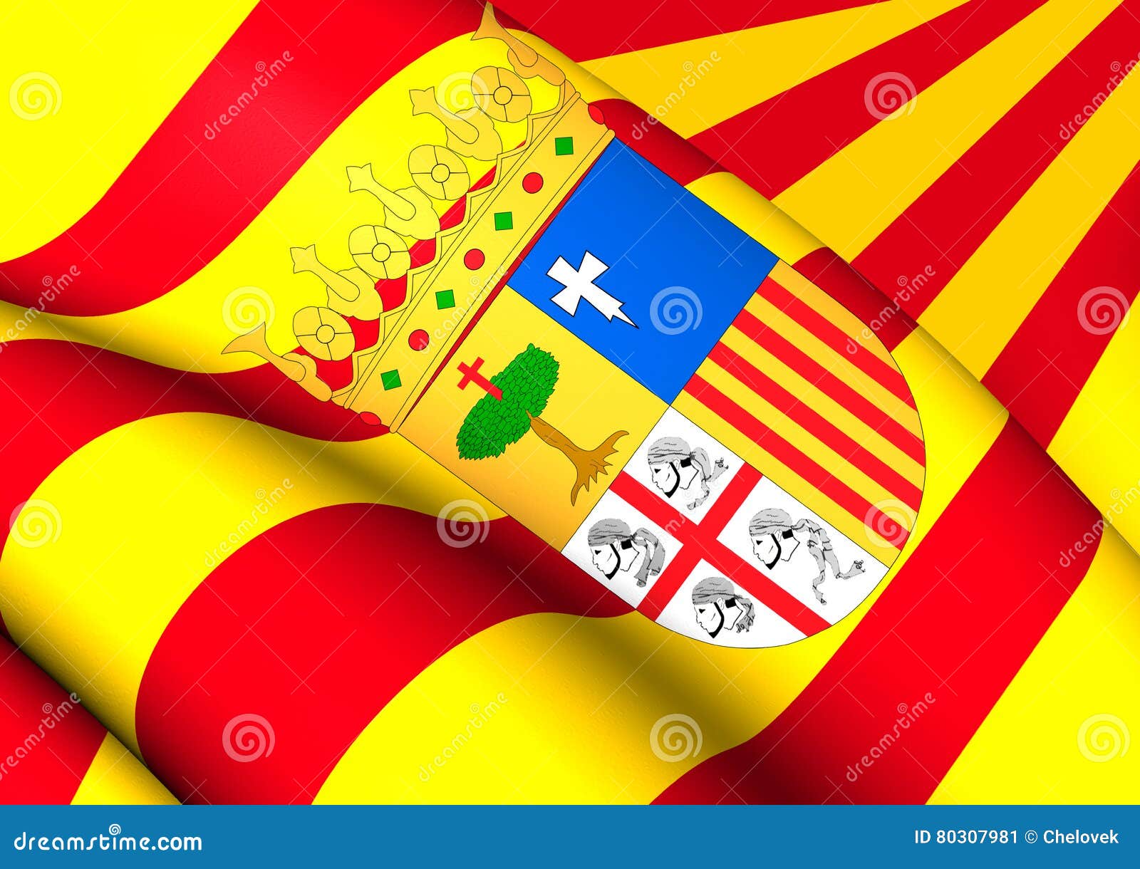 Flag of Aragon, Spain. stock illustration. Illustration of symbol ...