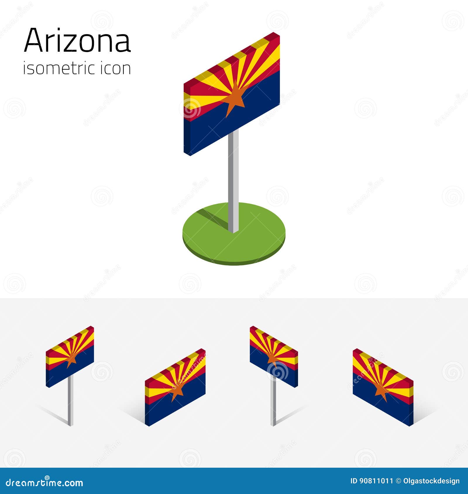 Flag of Arizona USA, Vector 3D Isometric Flat Icons Stock Vector ...