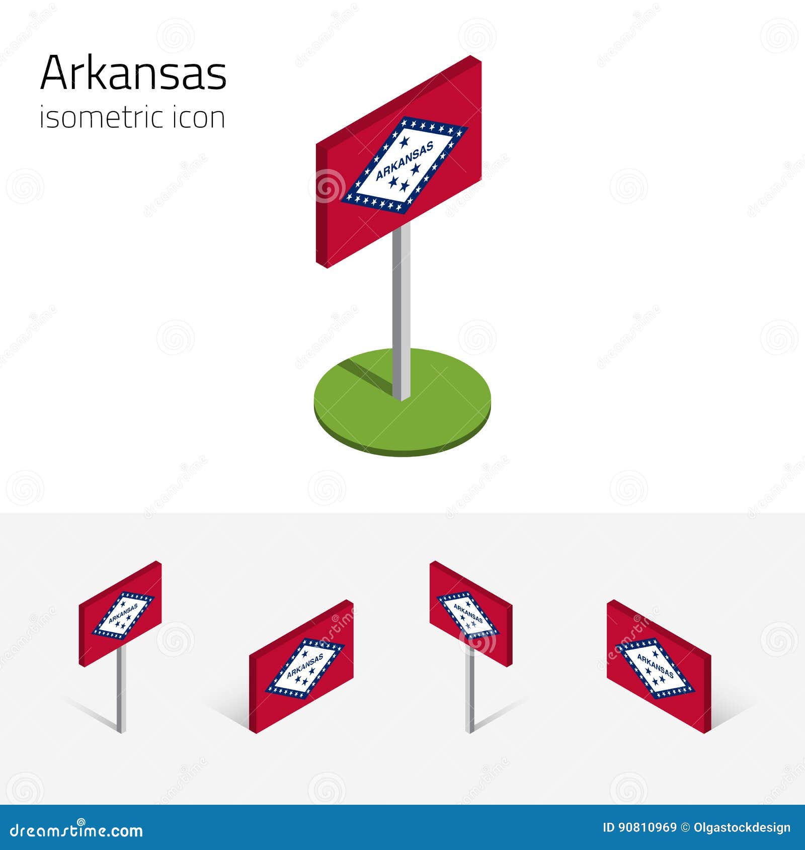 Flag of Arkansas USA, Vector 3D Isometric Flat Icons Stock Vector ...