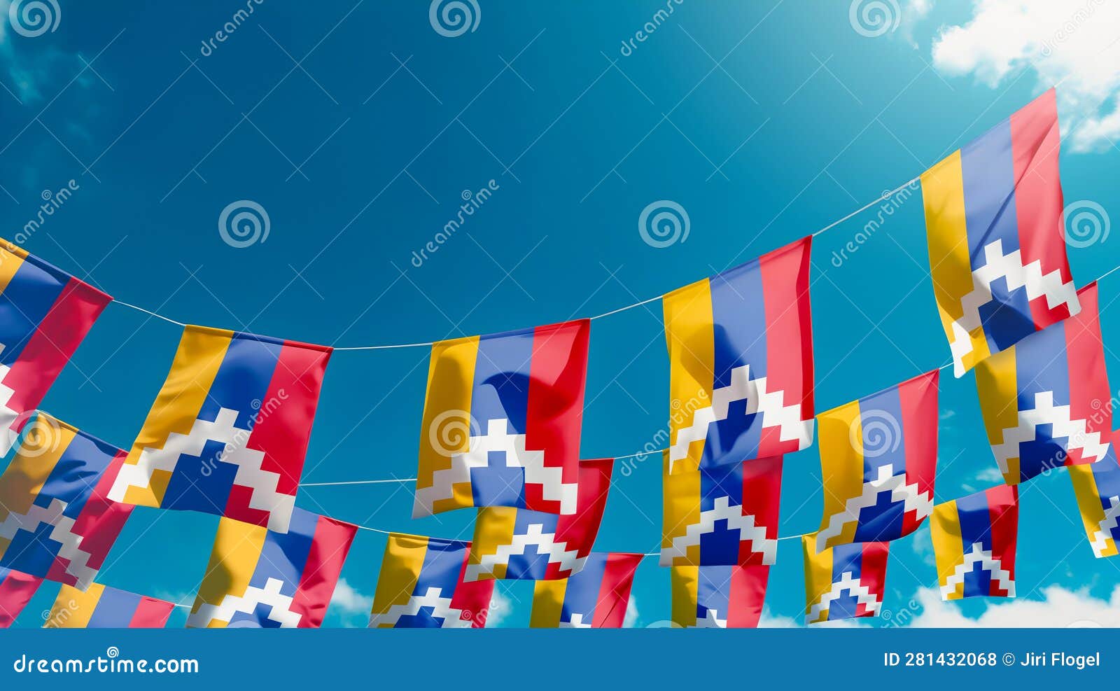 Flag of Artsakh Against the Sky, Flags Hanging Vertically Stock ...