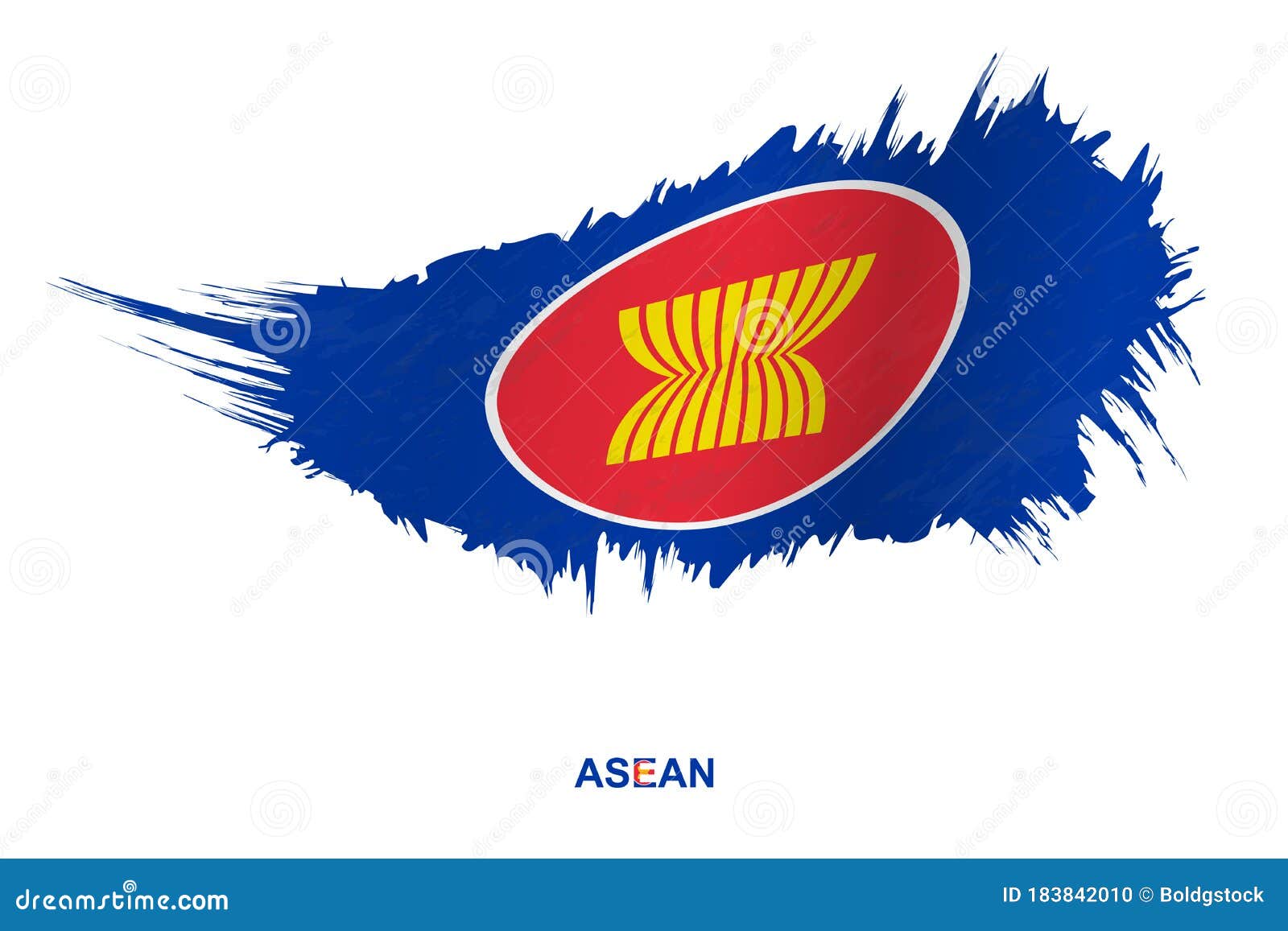 Flag of ASEAN in Grunge Style with Waving Effect Stock Vector ...