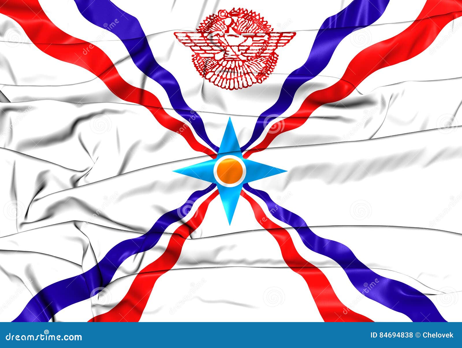 Flag of Assyria stock illustration. Illustration of fluttering - 84694838