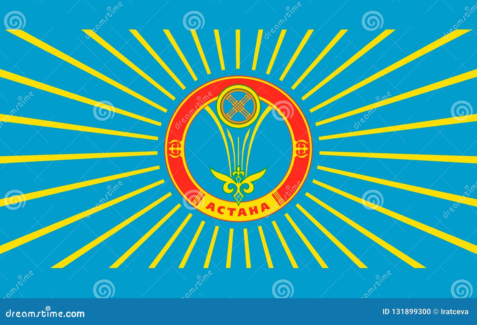 Flag of Astana, Kazakhstan stock illustration. Illustration of emblem ...