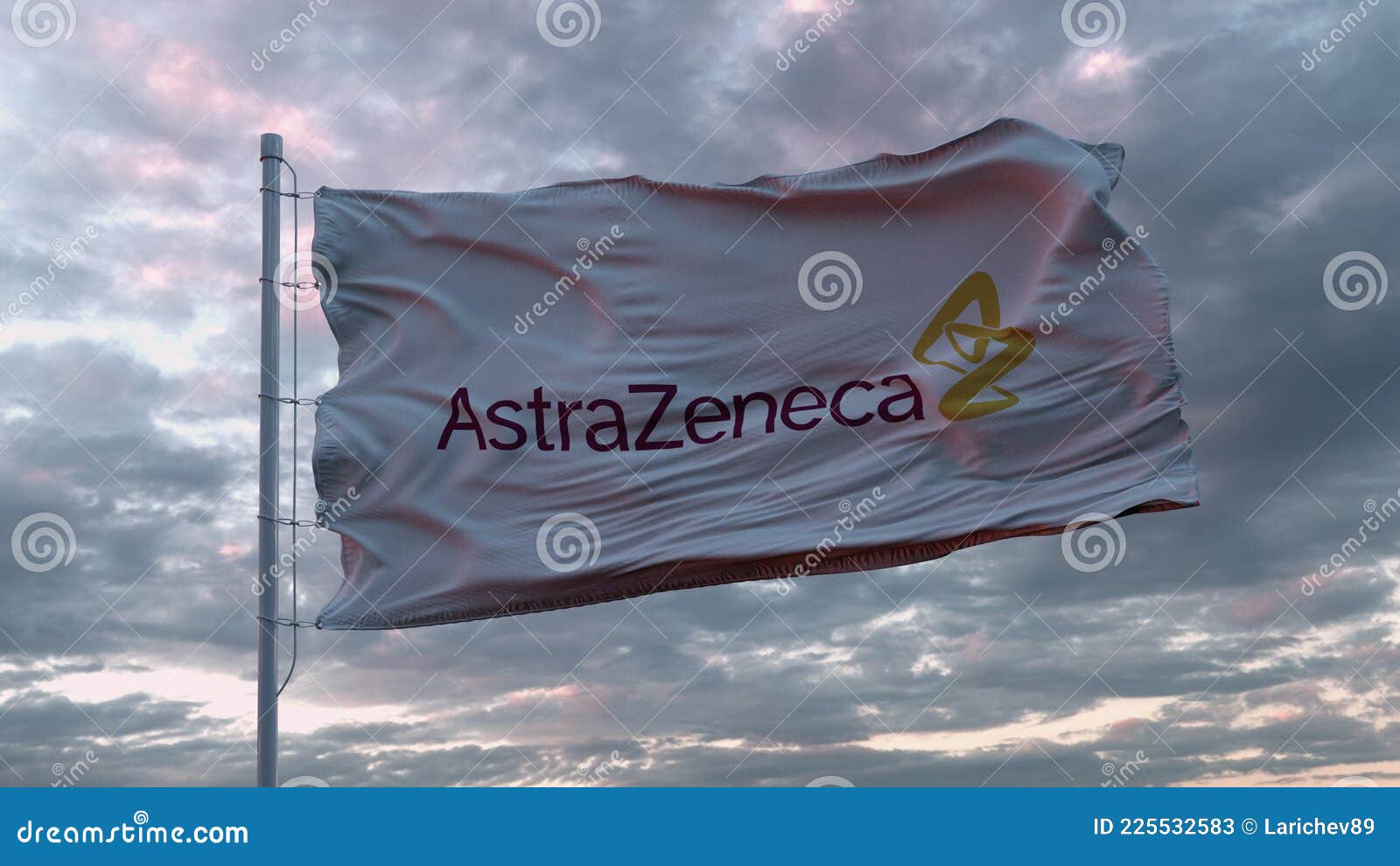 Flag of Astrazeneca Sign Waving in the Wind. 3d Rendering Editorial ...