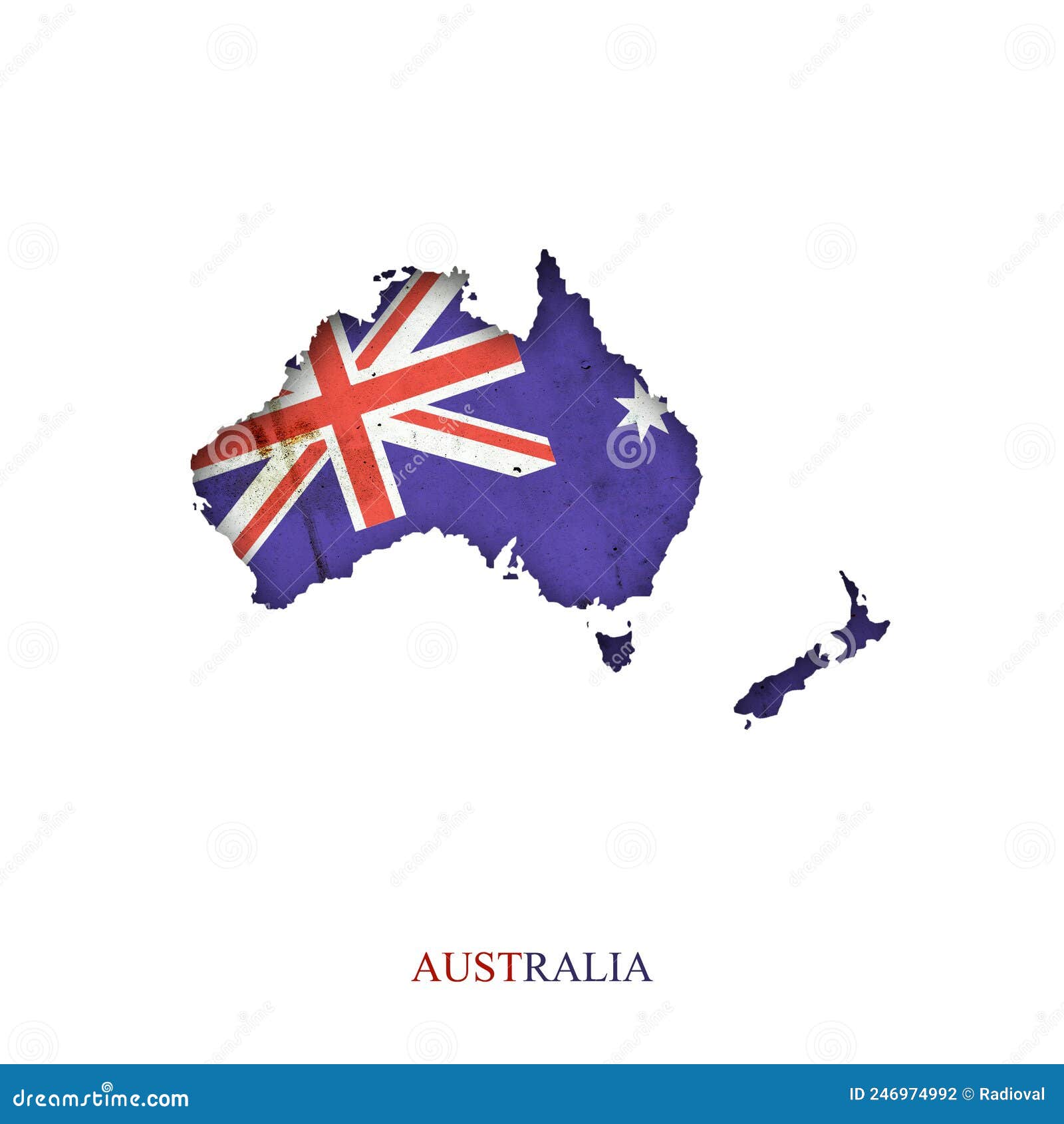 Flag of Australia in the Form of a Map. Shadow. Isolated on White ...