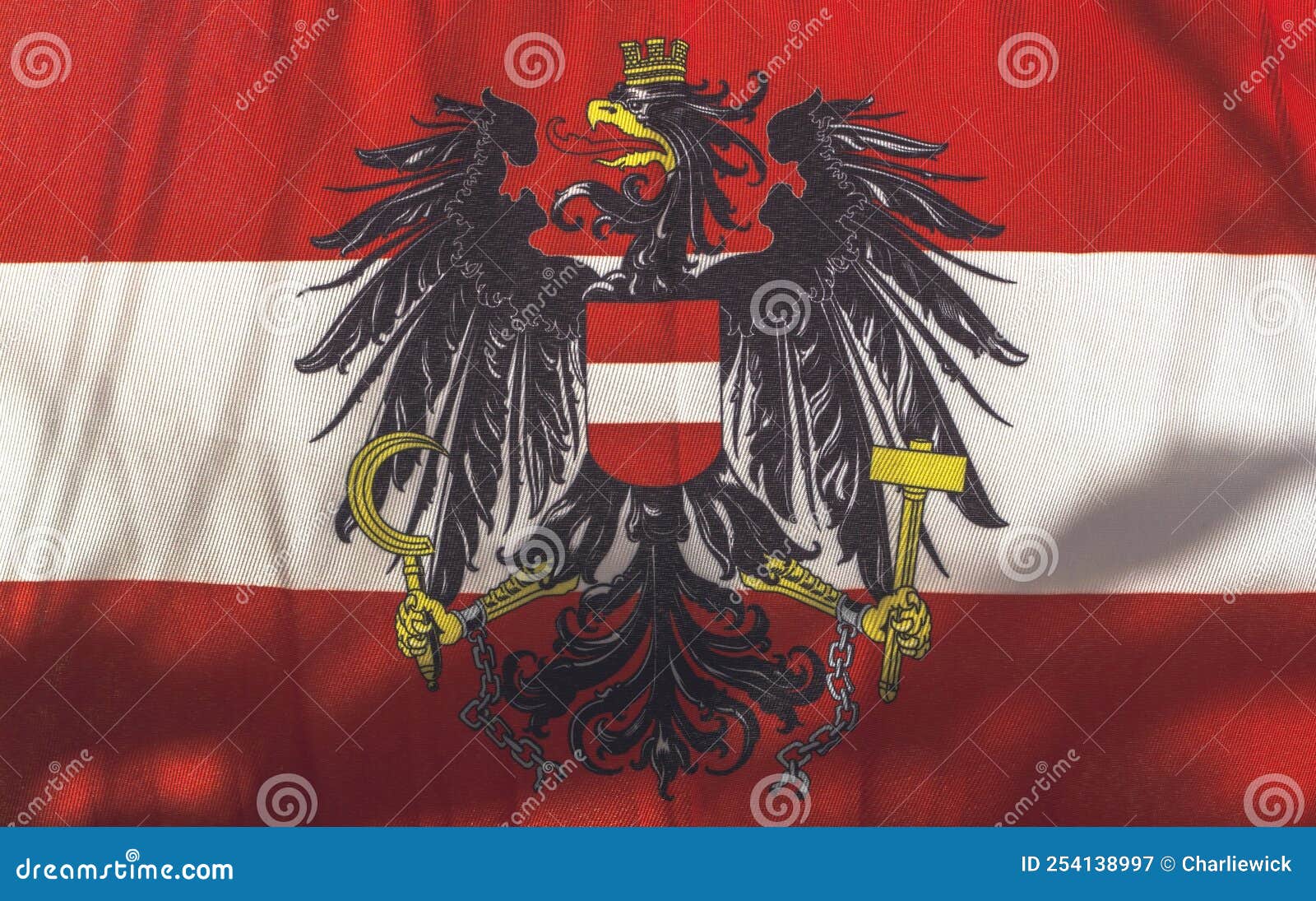 The Flag of Austria with Black Imperial Eagle. Editorial Photography ...