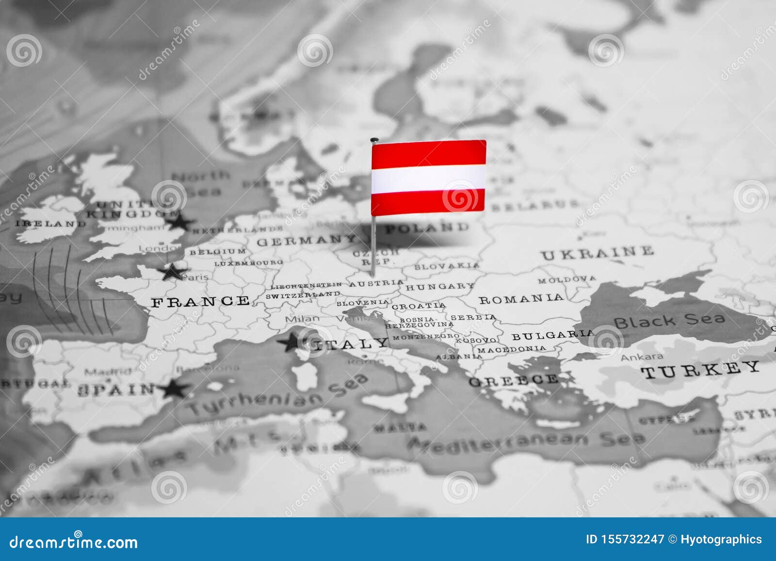 The Flag of Austria in the World Map Stock Image - Image of educational ...