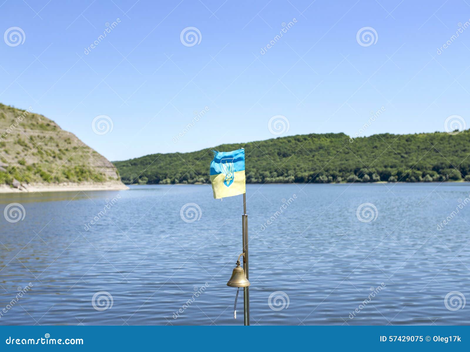Flag on the Background of the River Stock Image - Image of boat ...