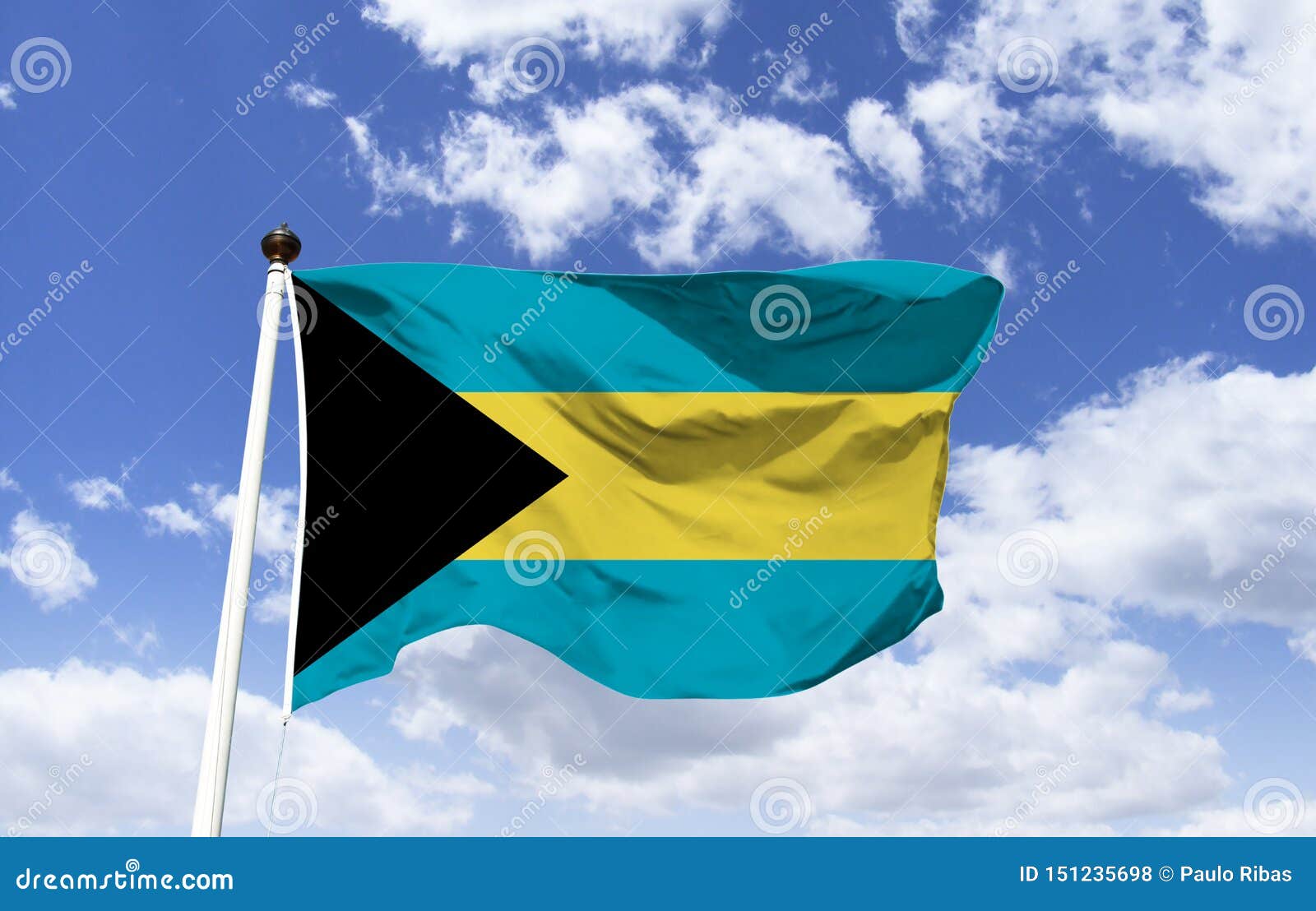 Flag of the Bahamas, Black Triangle Lying Down Stock Photo - Image of ...