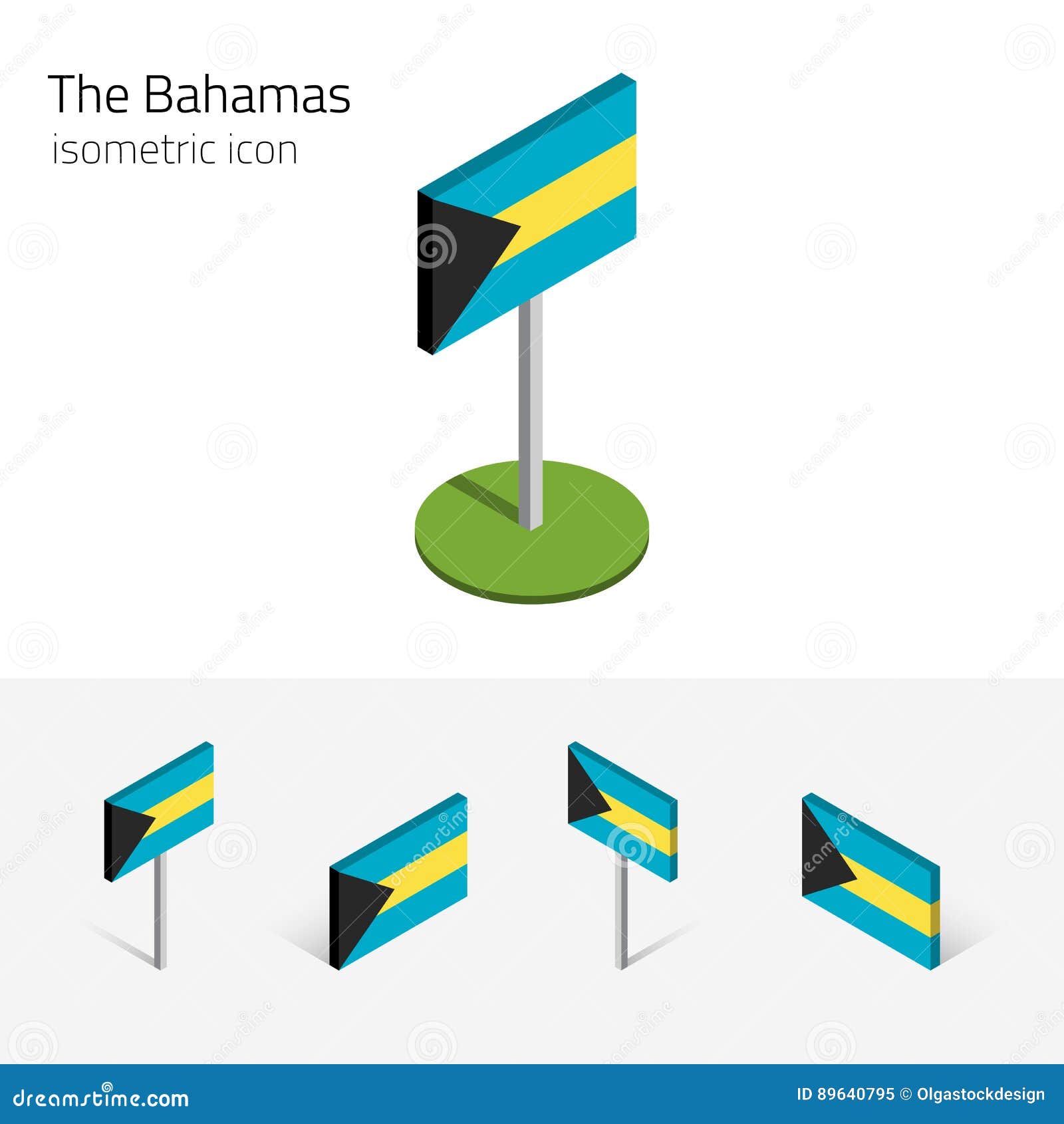 Flag of the Bahamas, Vector Set of Isometric Flat Icons, 3D Icon Stock ...