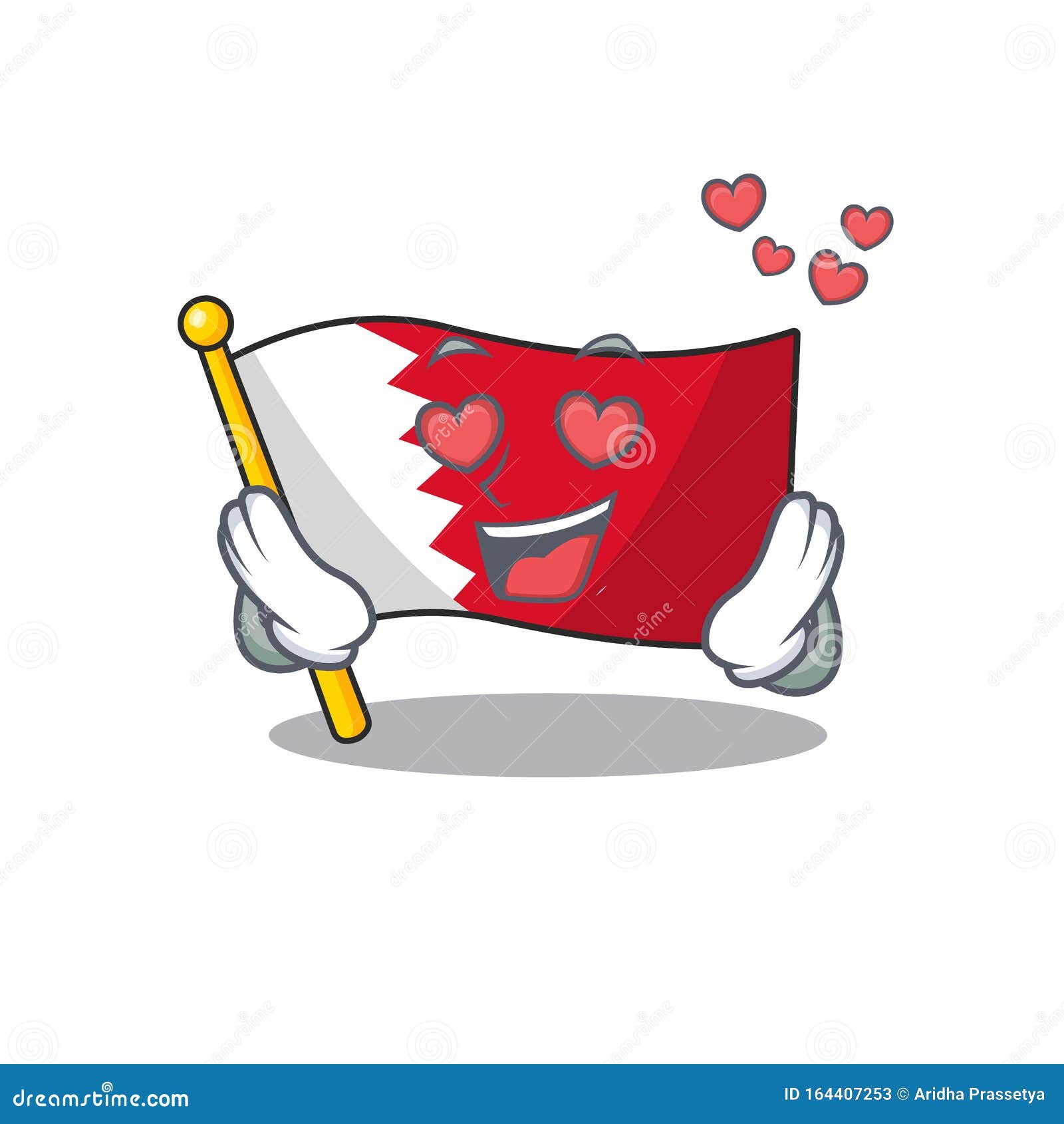Flag Bahrain Cartoon with in in Love Character Stock Vector ...