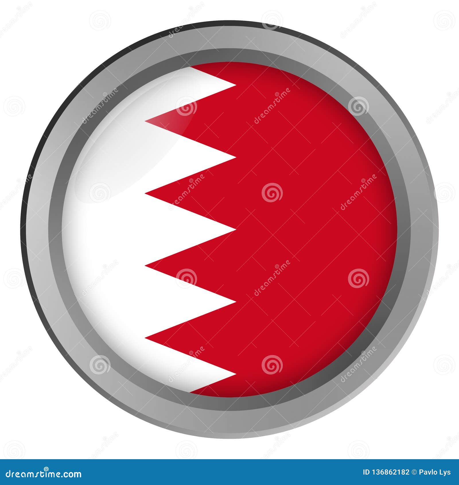 Flag of Bahrain Round As a Button Stock Illustration - Illustration of ...