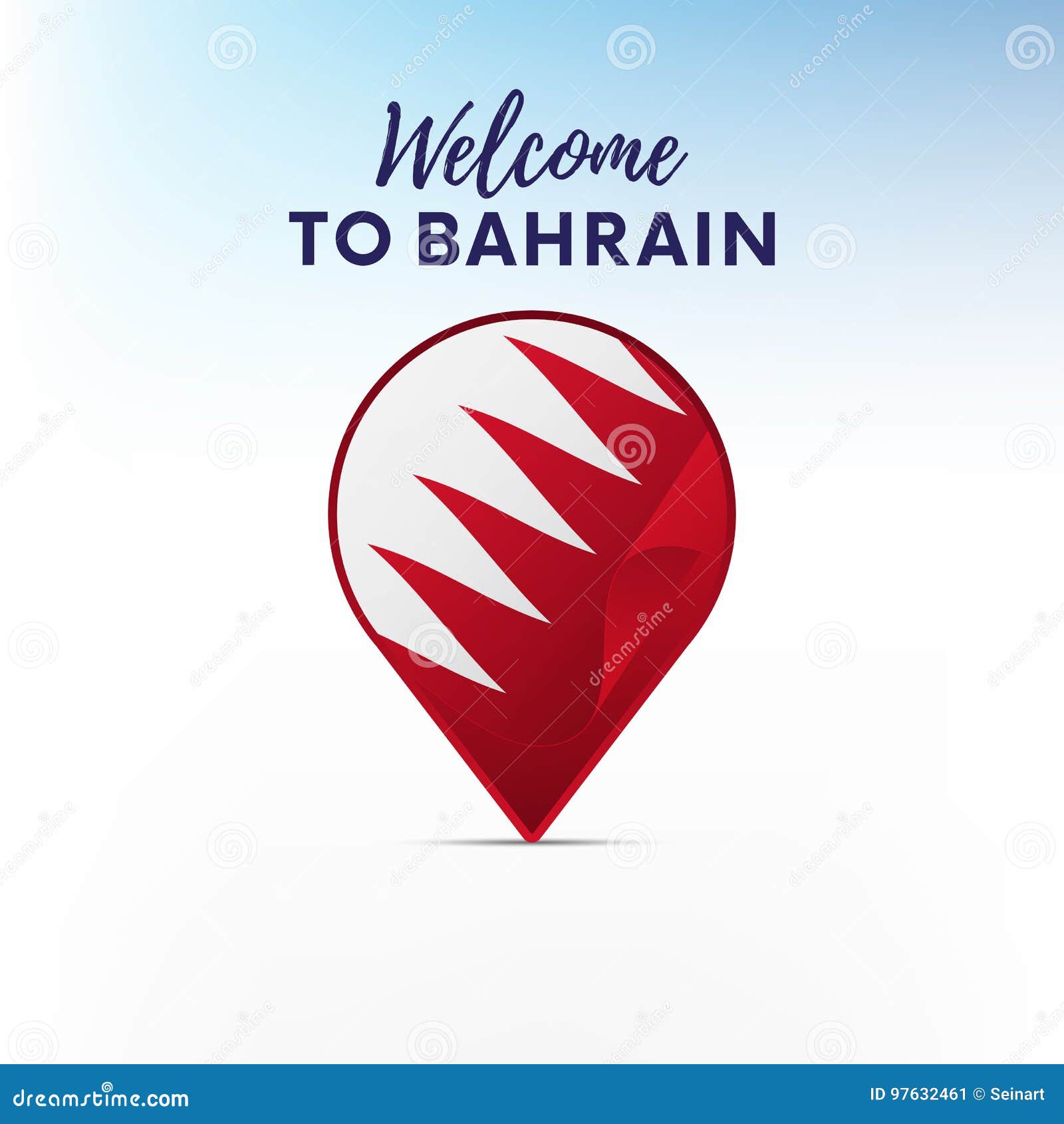 Flag of Bahrain in Shape of Map Pointer or Marker. Welcome To Bahrain ...