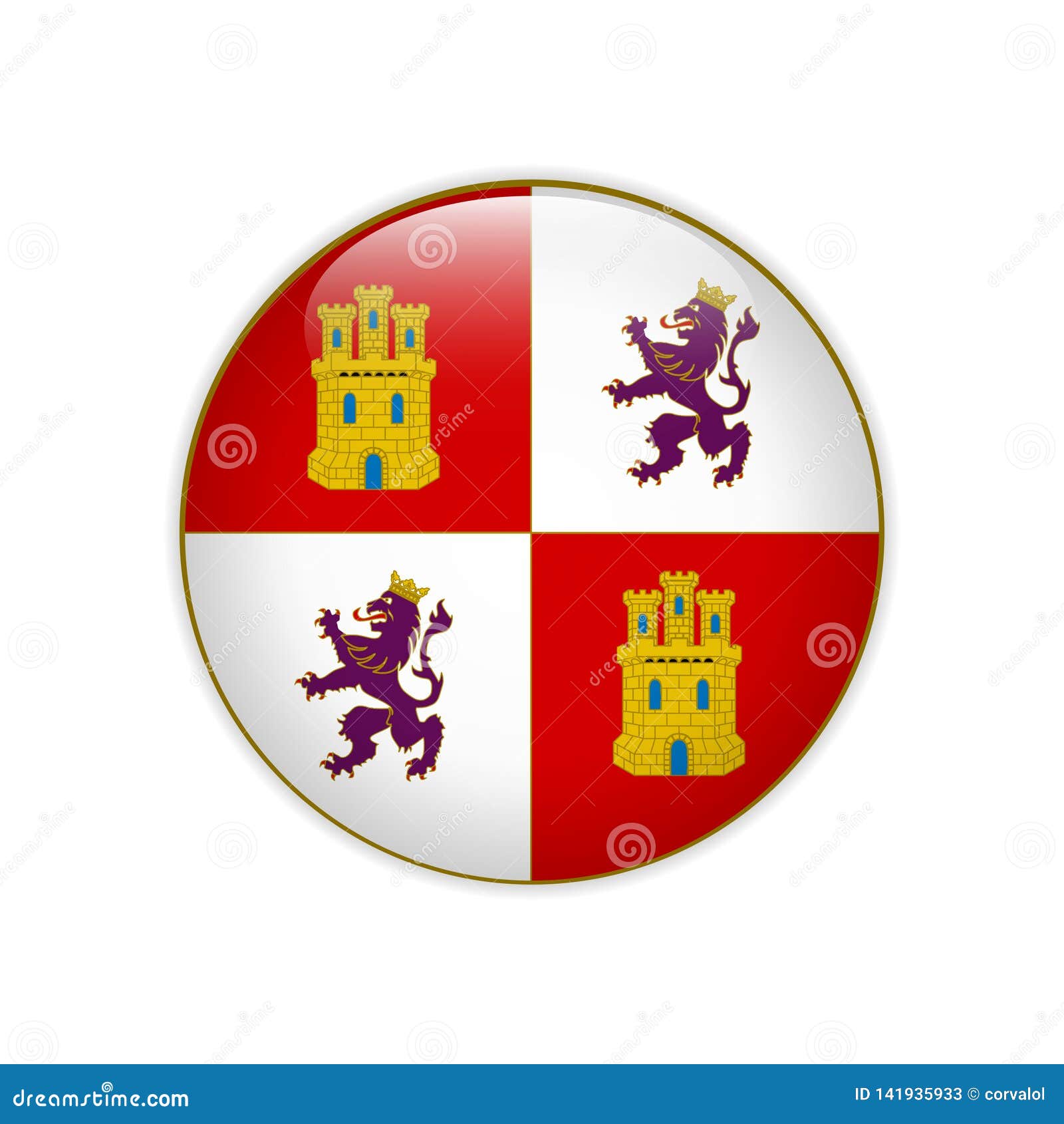Flag Bandera De Castilla Y Leon on Button Stock Vector - Illustration ...