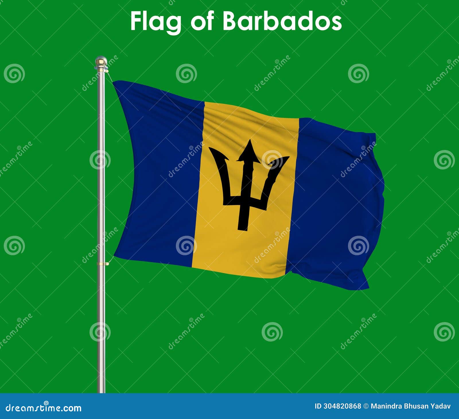 Flag of Barbados, Barbados Flag, National Flag of Barbados. Pole Flag ...
