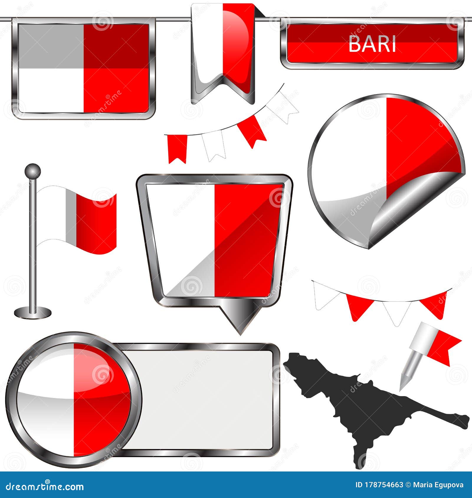 Flag of Bari, Italy stock vector. Illustration of glossy - 178754663