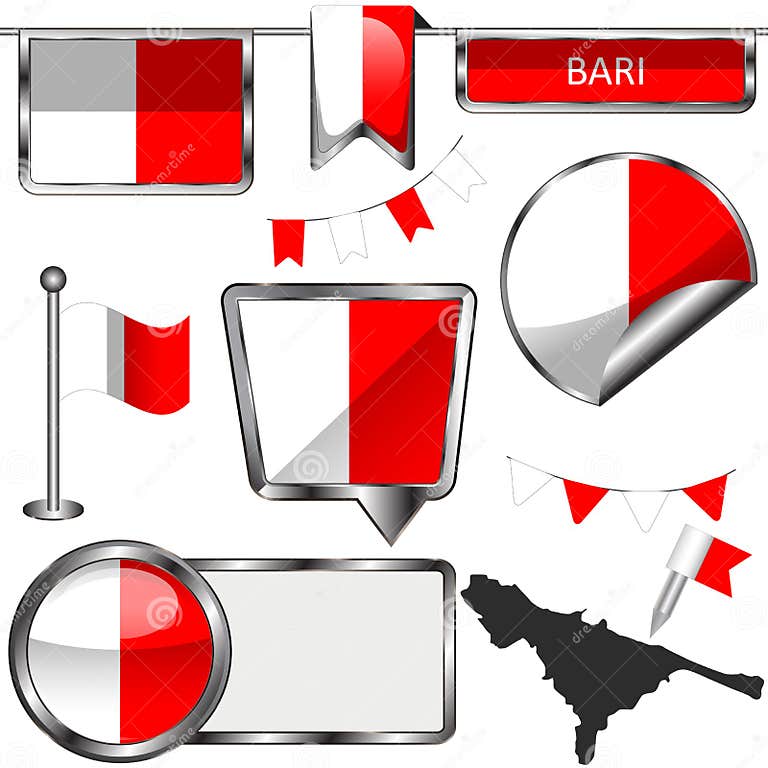 Flag of Bari, Italy stock vector. Illustration of glossy - 178754663