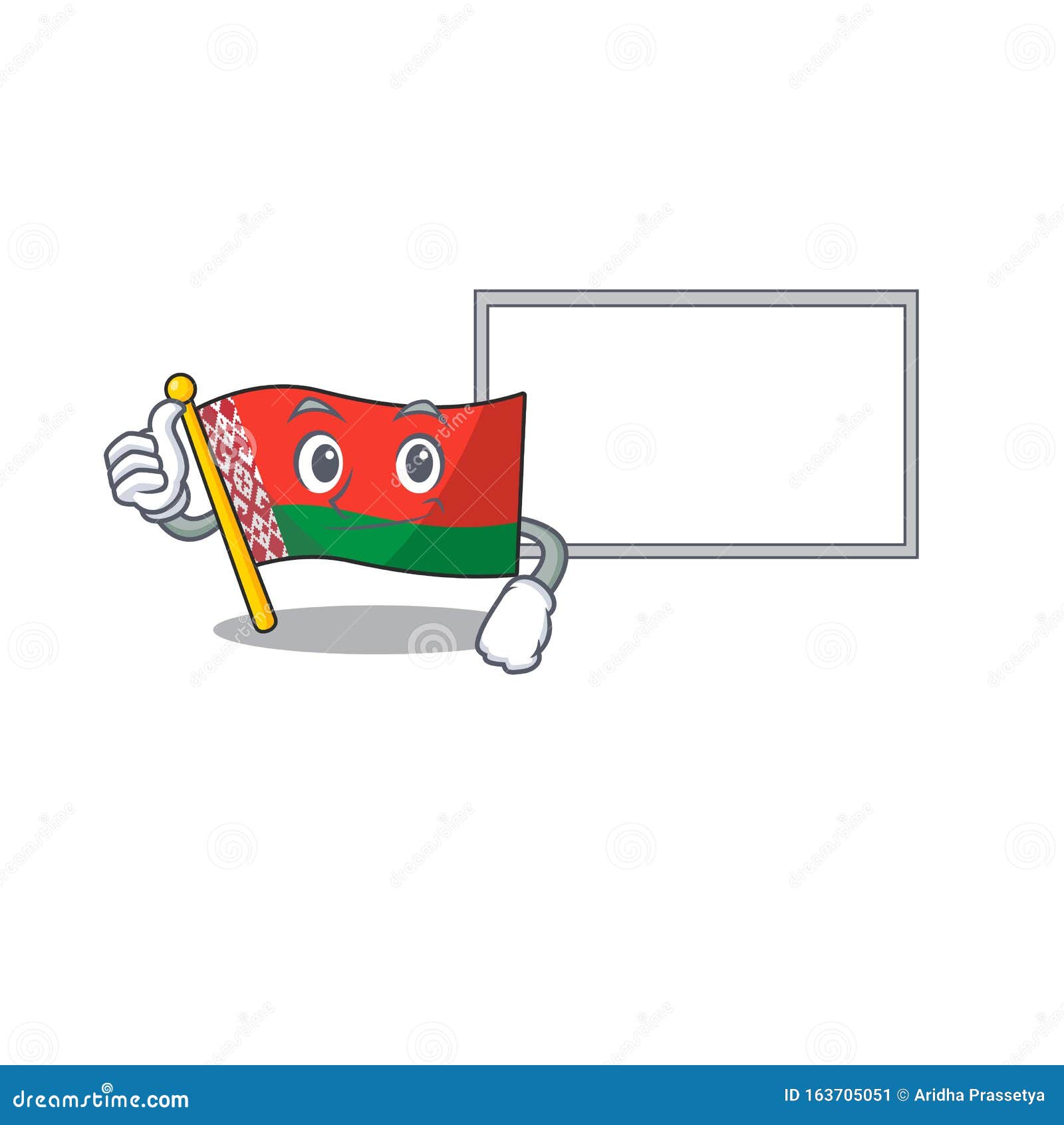 Flag Belarus in the Cartoon Shape Thumbs Up with Board Stock Vector ...