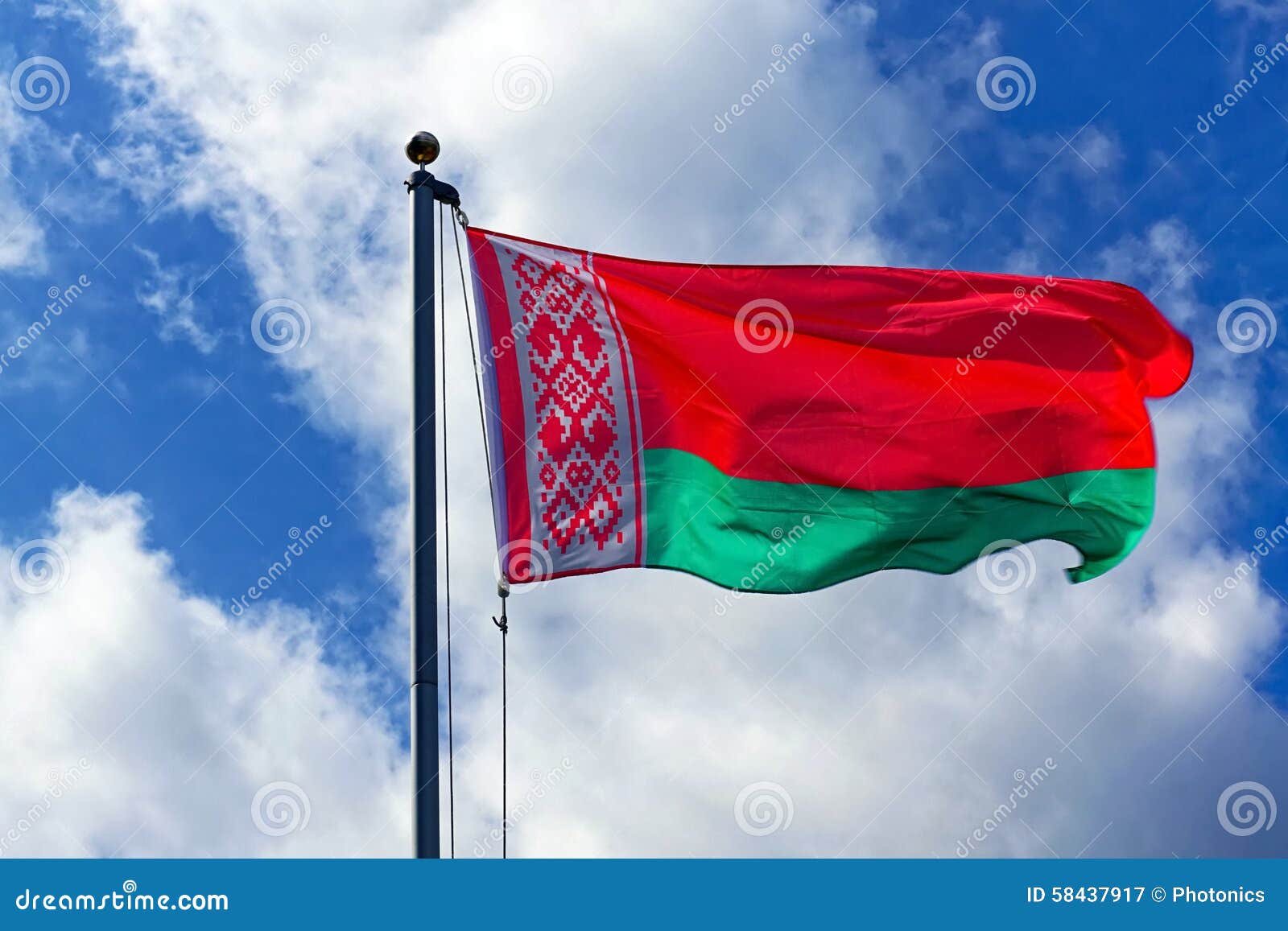 Flag of Belarus stock image. Image of pole, emblem, waving - 58437917