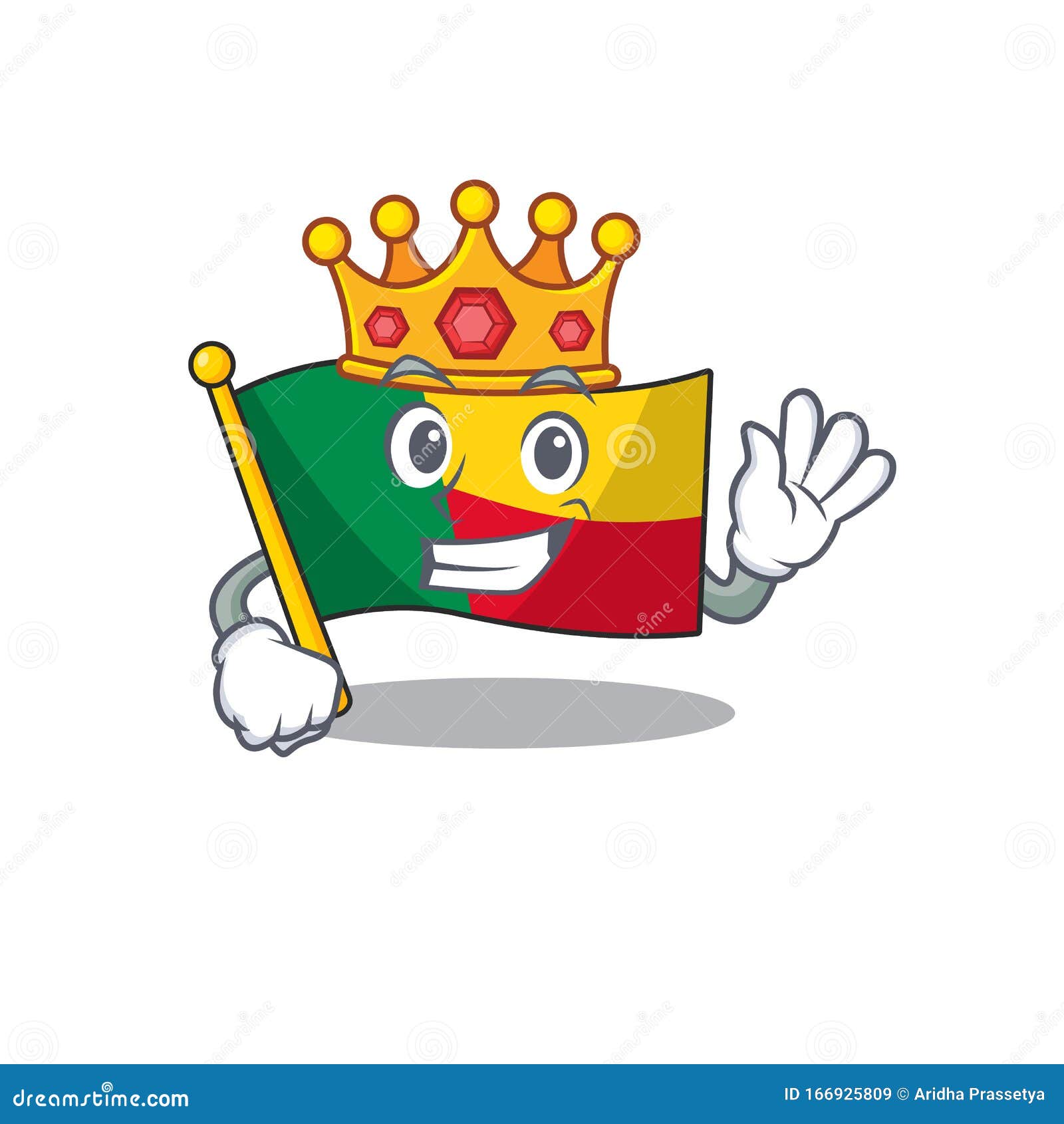 Flag Benin Scroll a Stylized of King on Cartoon Character Design Stock ...