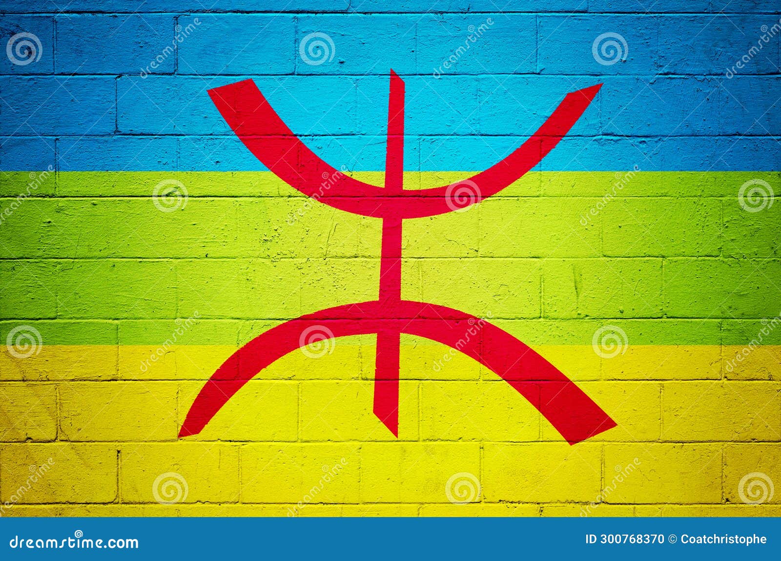 Flag of the Berber Painted on a Wall Stock Photo - Image of damaged ...