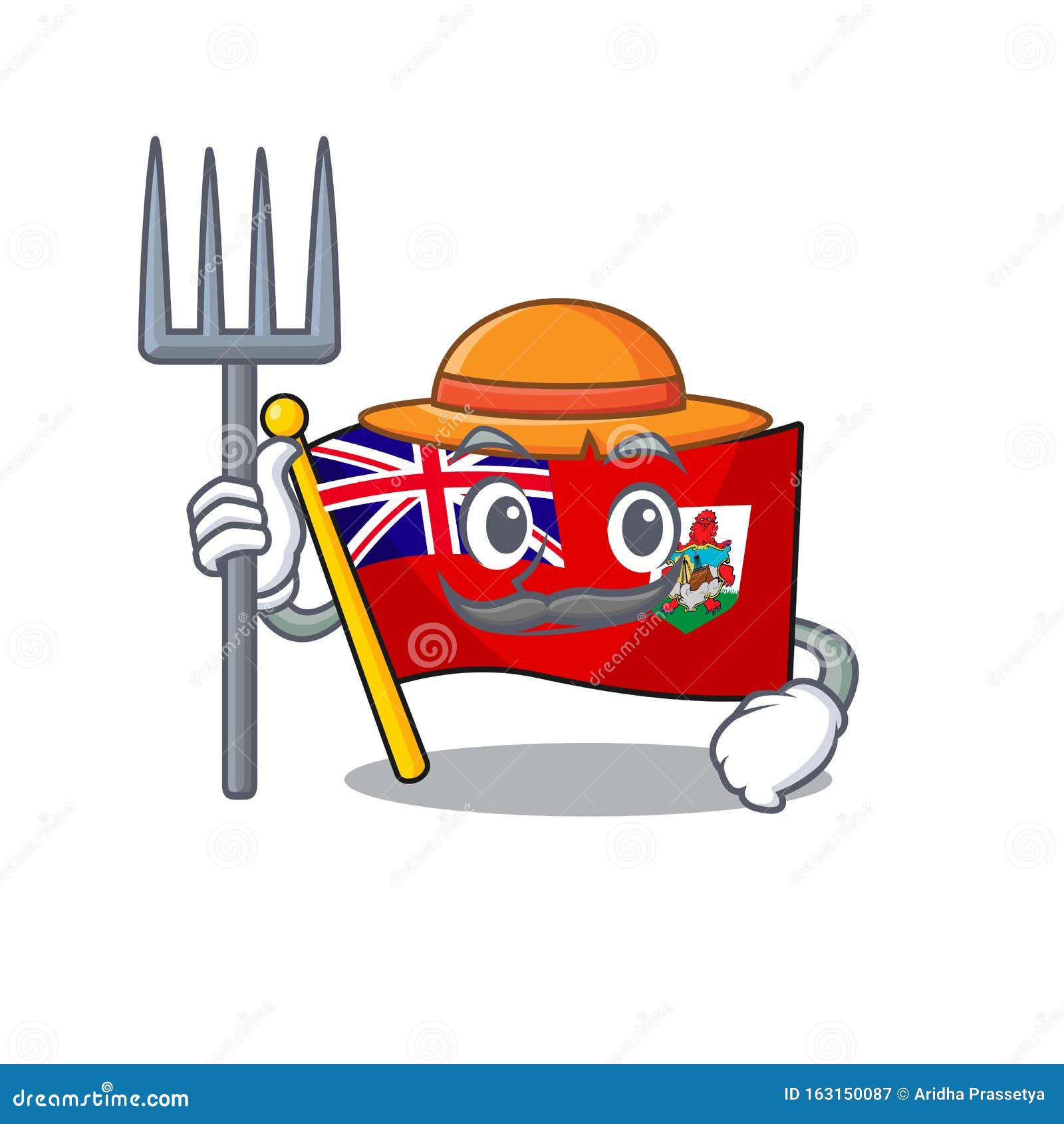 Flag Bermuda Cartoon in Character Farmer Shape Stock Vector ...