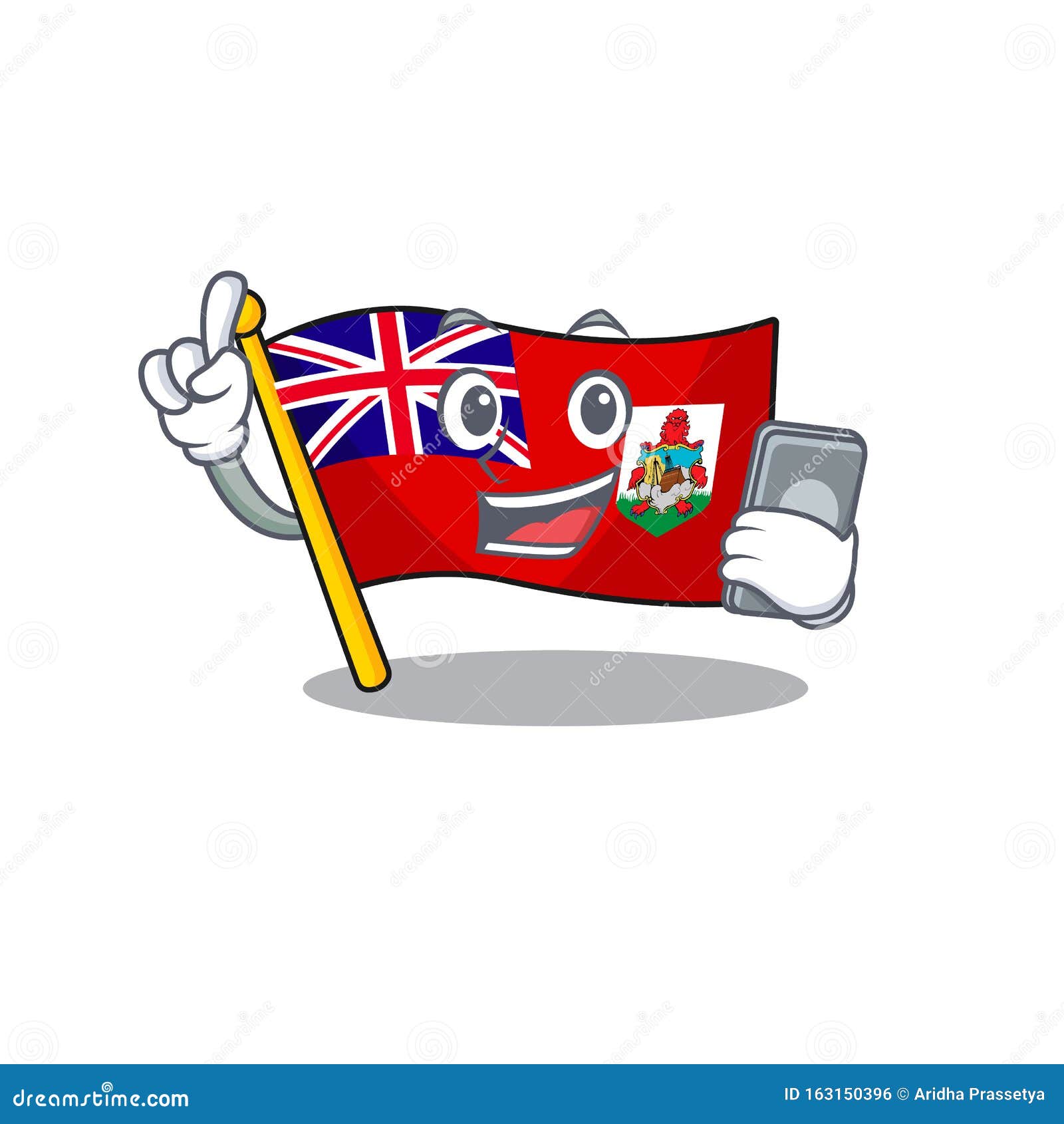 Flag Bermuda Cartoon in Character with Holding Phone Shape Stock Vector ...