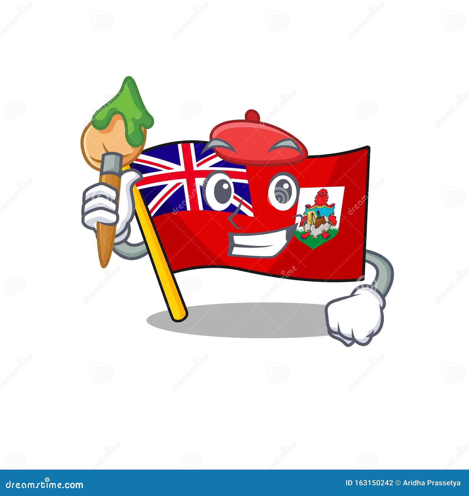 Flag Bermuda Painter Cartoon in Character Shape Stock Vector ...