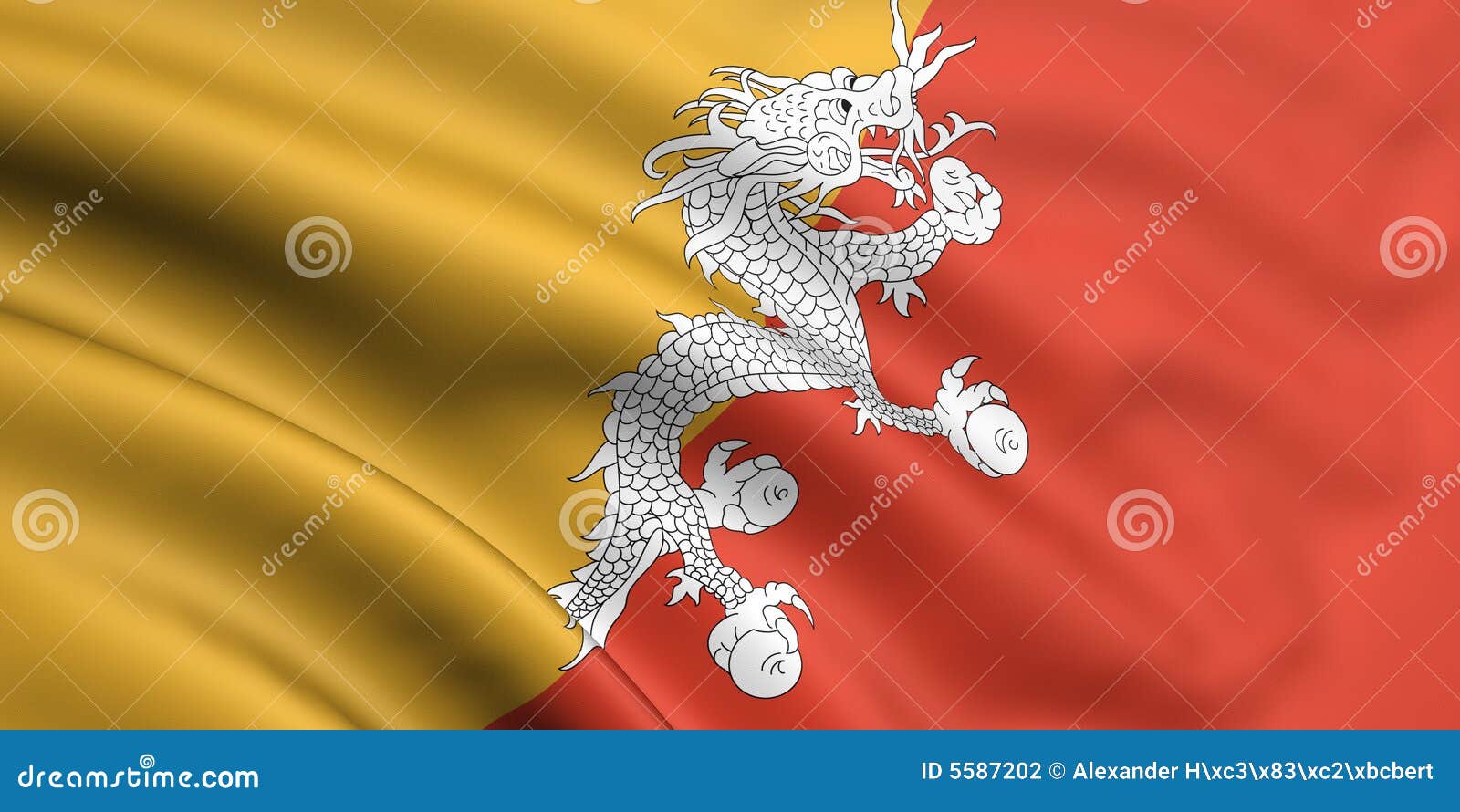 Flag of Bhutan stock illustration. Illustration of wind - 5587202