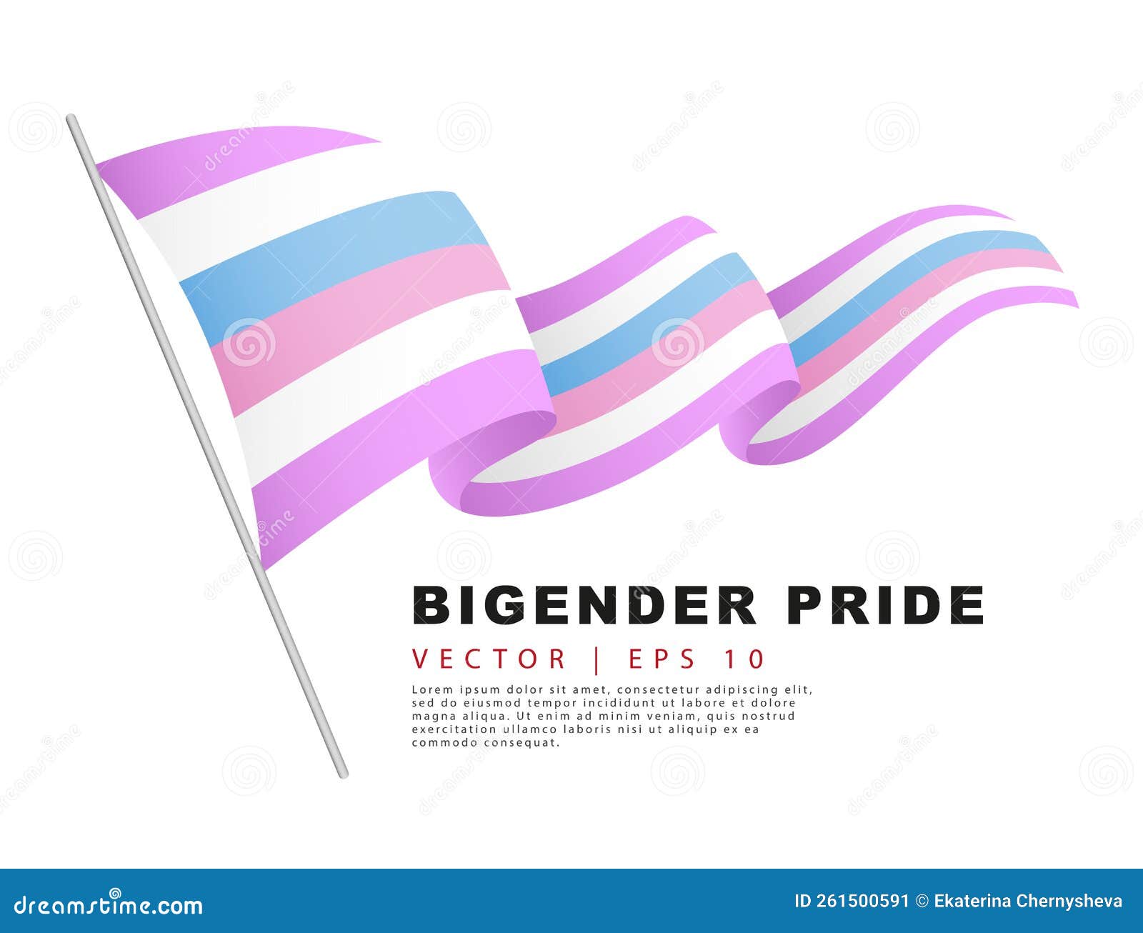 The Flag Of Bigender Pride Hangs On A Flagpole And Flutters In The Wind