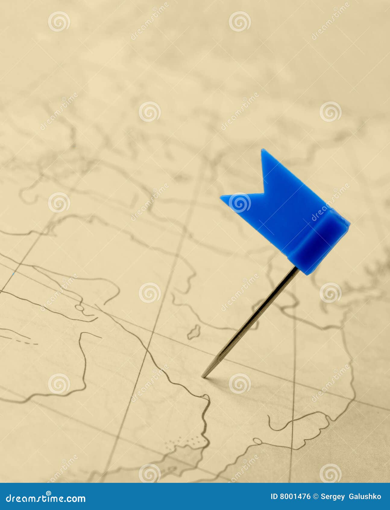Flag blue a pin on old map stock photo. Image of pinned - 8001476