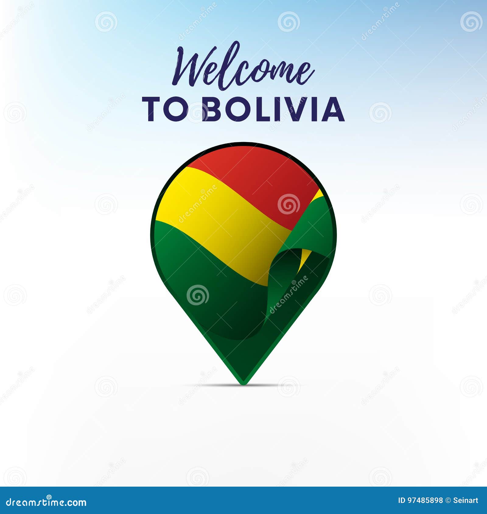 Flag of Bolivia in Shape of Map Pointer or Marker. Welcome To Bolivia ...