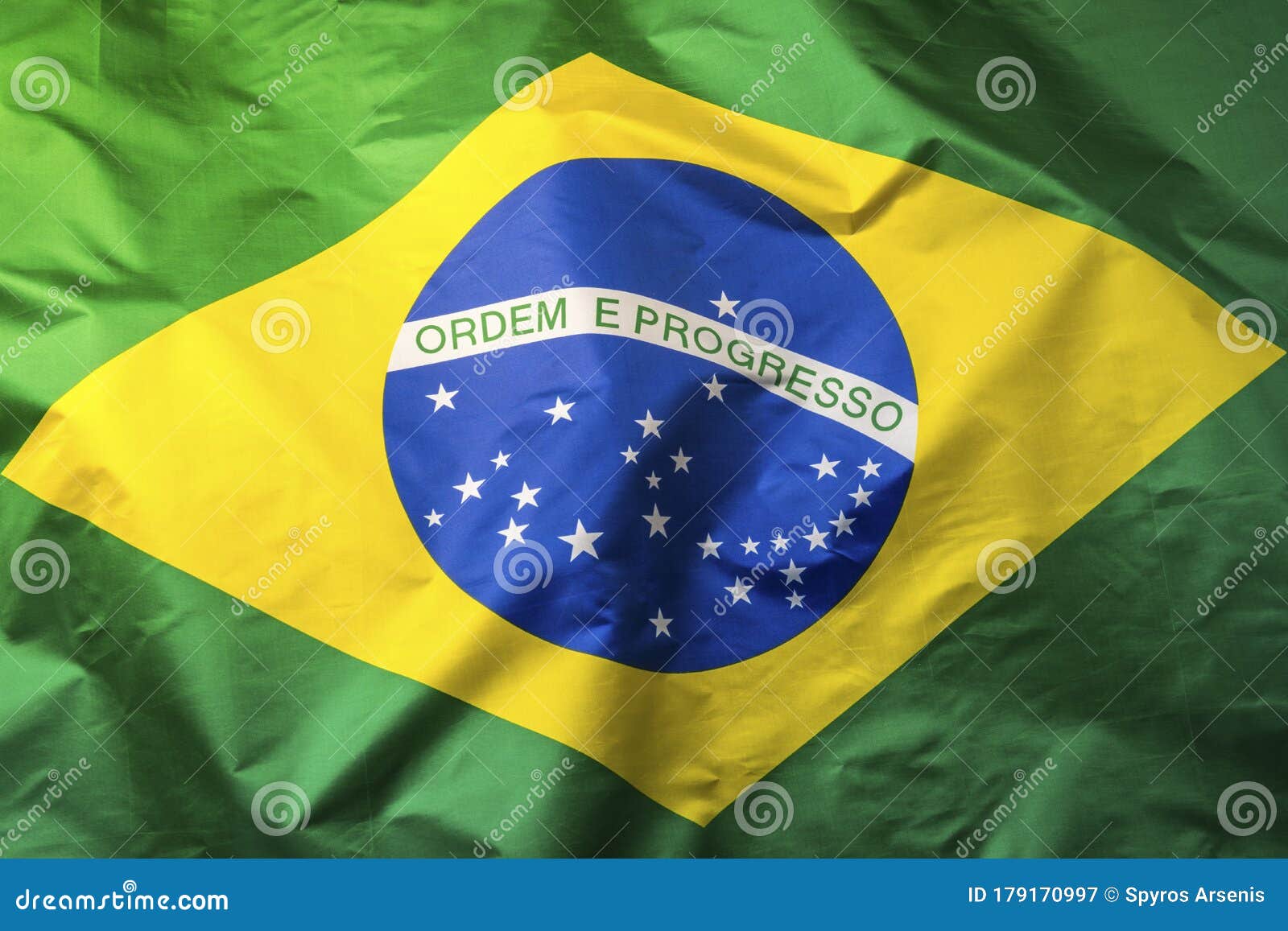Brazilian Flag, Fluttering Pattern, Close Up Stock Image - Image of ...