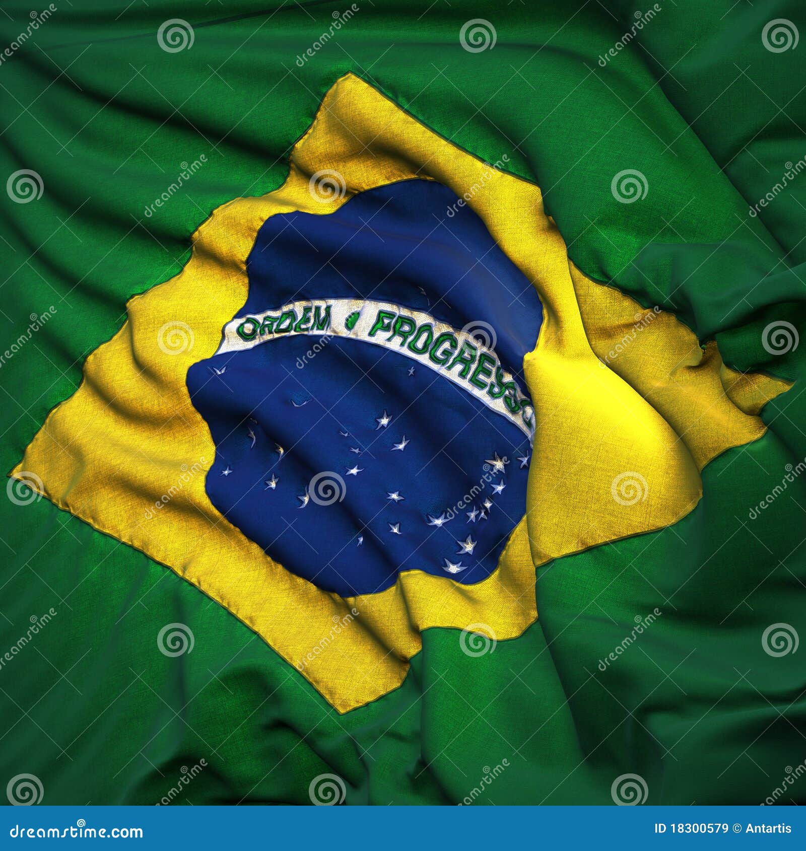 Flag of Brazil, fluttering stock illustration. Illustration of flag ...