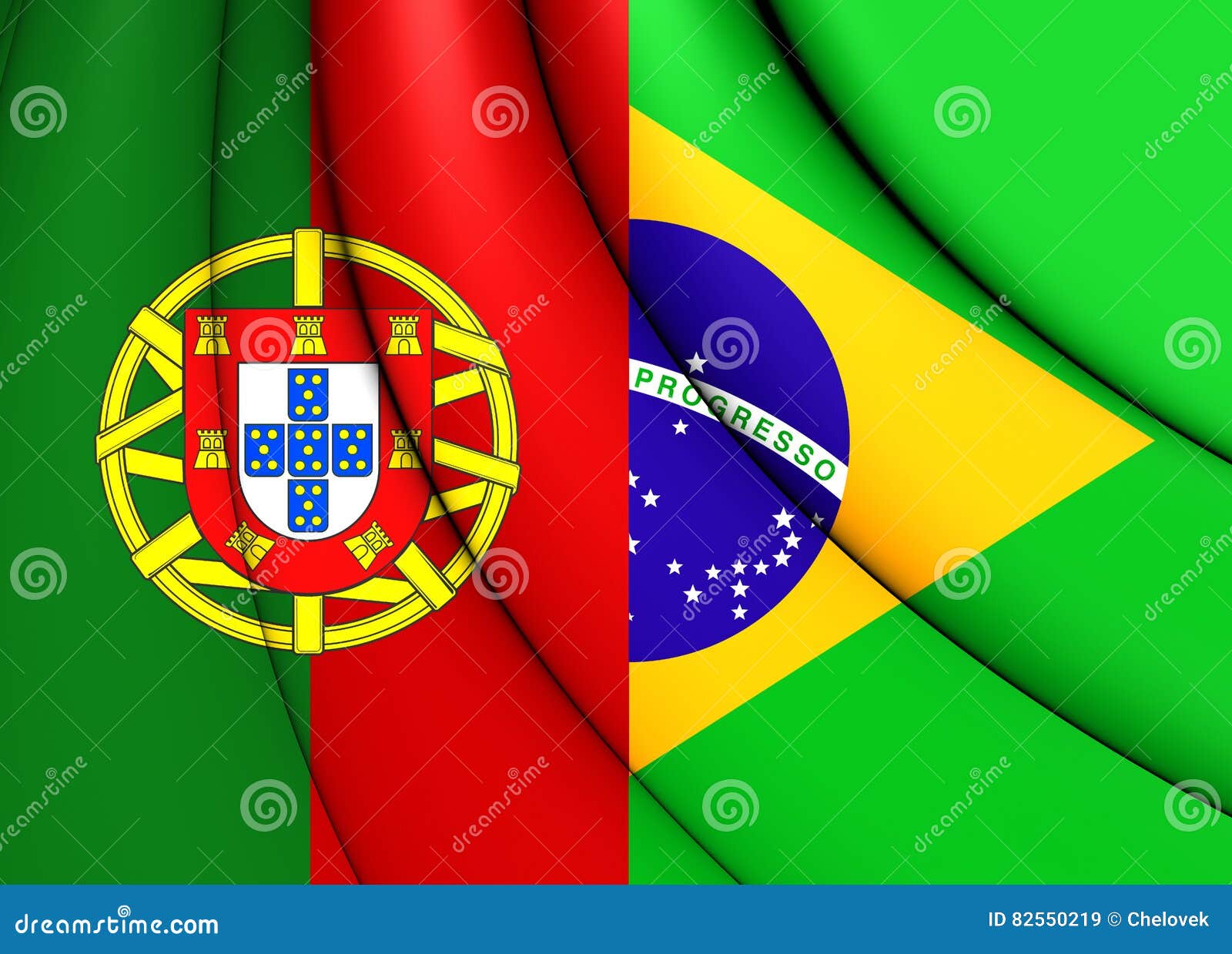 Flag of the Brazil and Portugal Stock Illustration - Illustration of ...