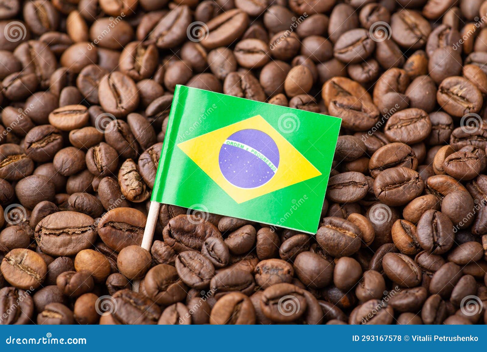 Flag of Brazil in Roasted Coffee Beans Stock Photo - Image of closeup ...