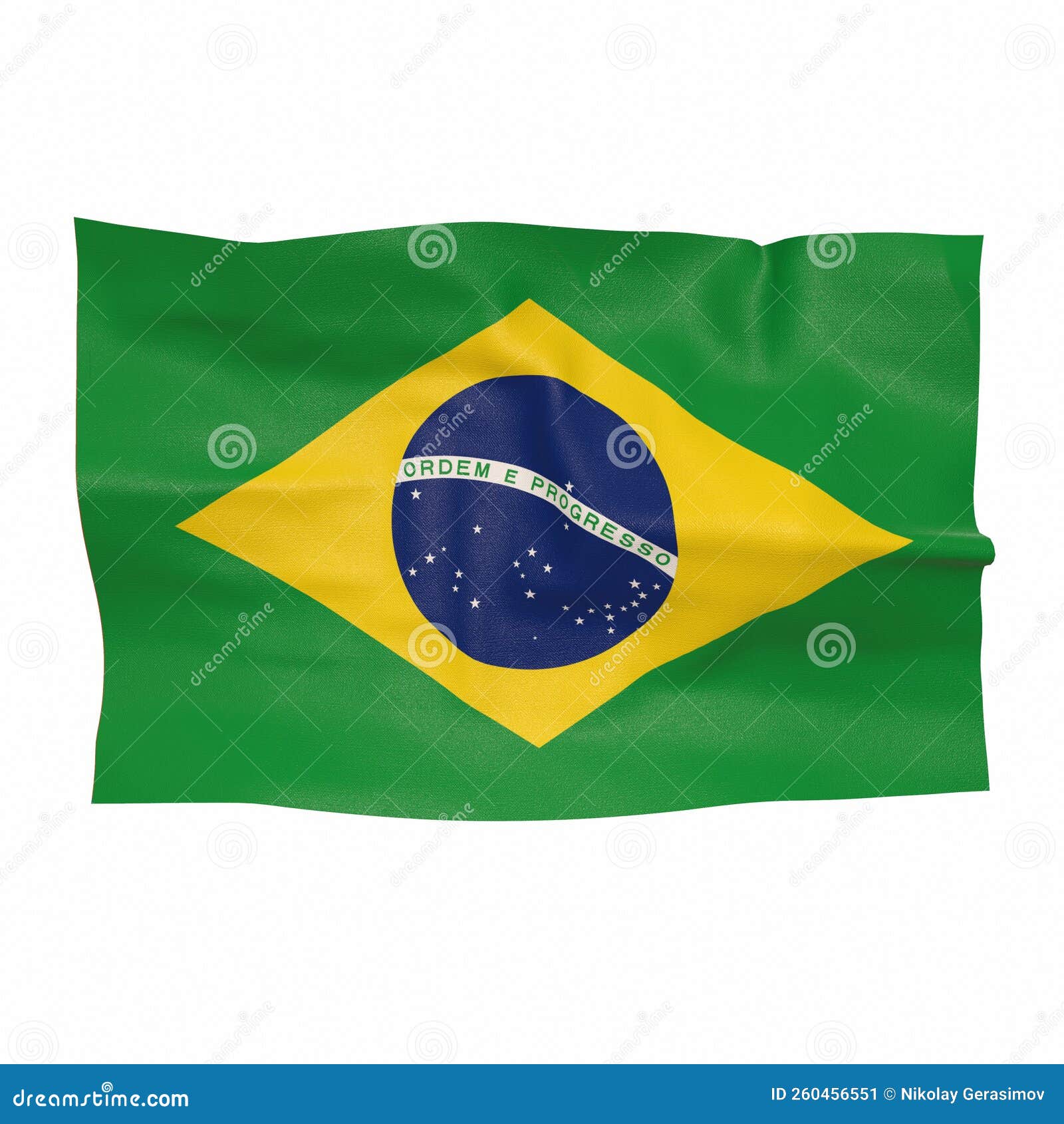 Flag of Brazil on a White Background 3d-rendering Stock Illustration ...