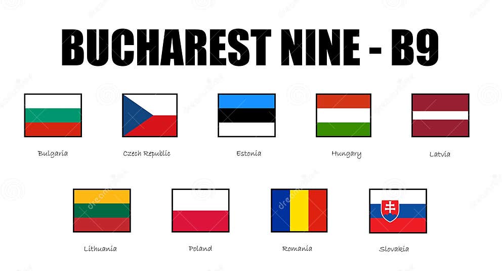 Flag of Bucharest Nine Members, Flag of Members B-9 Stock Vector ...