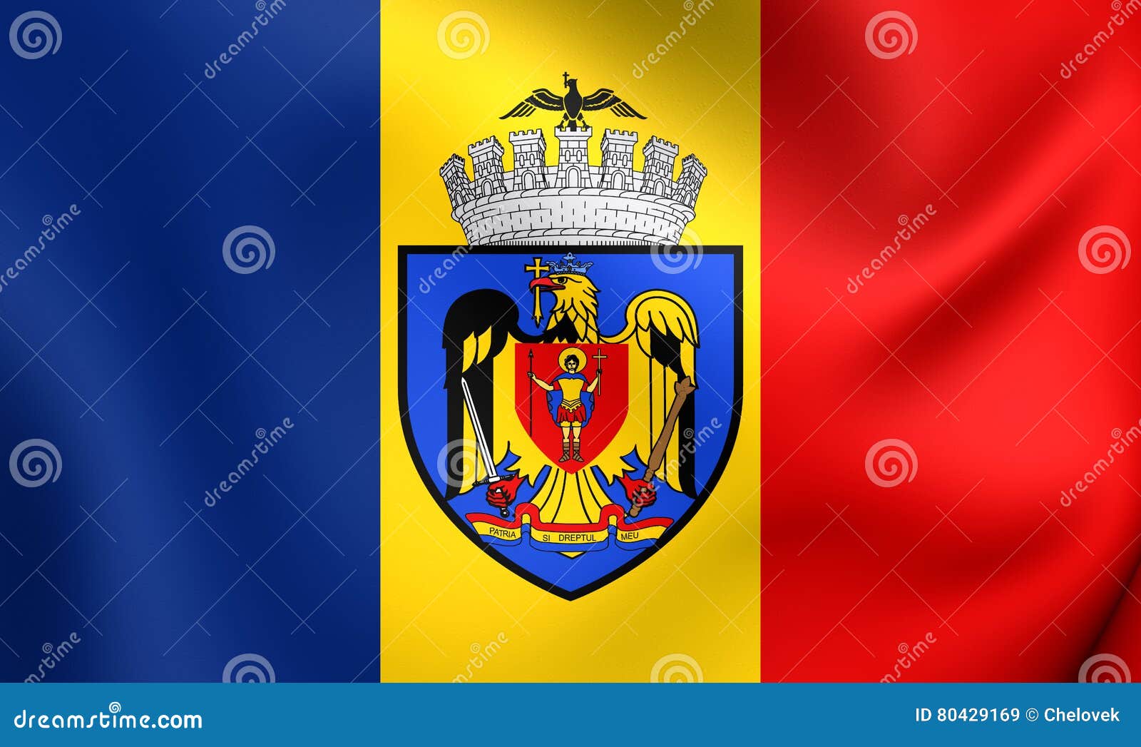 Flag of Bucharest, Romania. Stock Illustration - Illustration of ...