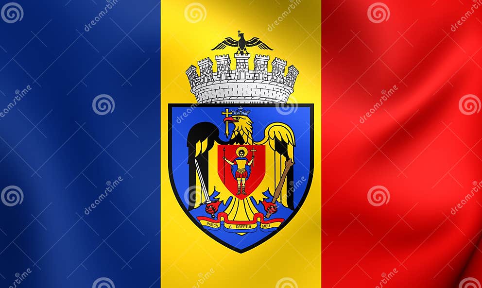 Flag of Bucharest, Romania. Stock Illustration - Illustration of ...