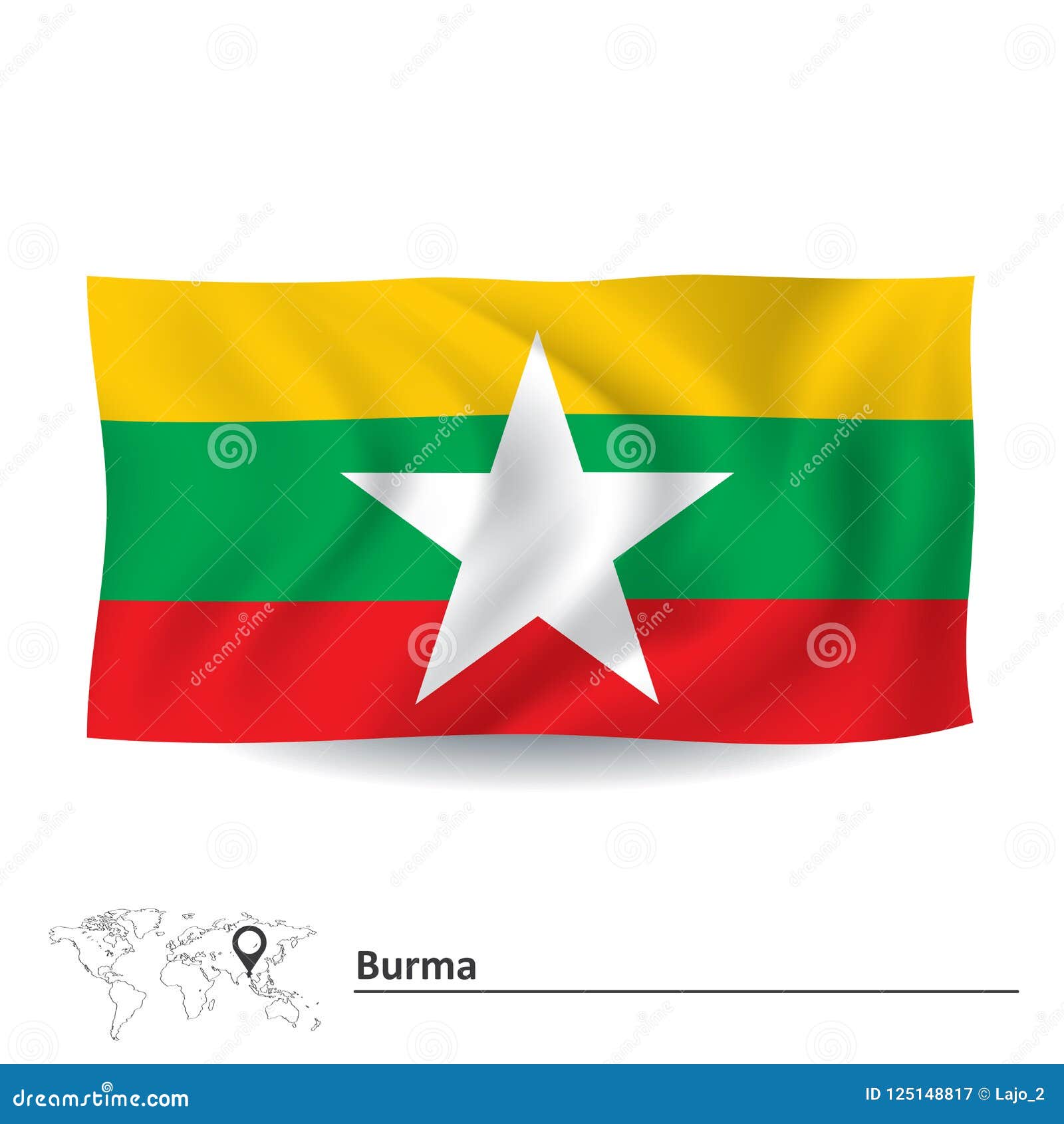 Flag of Burma stock vector. Illustration of design, southeast - 125148817