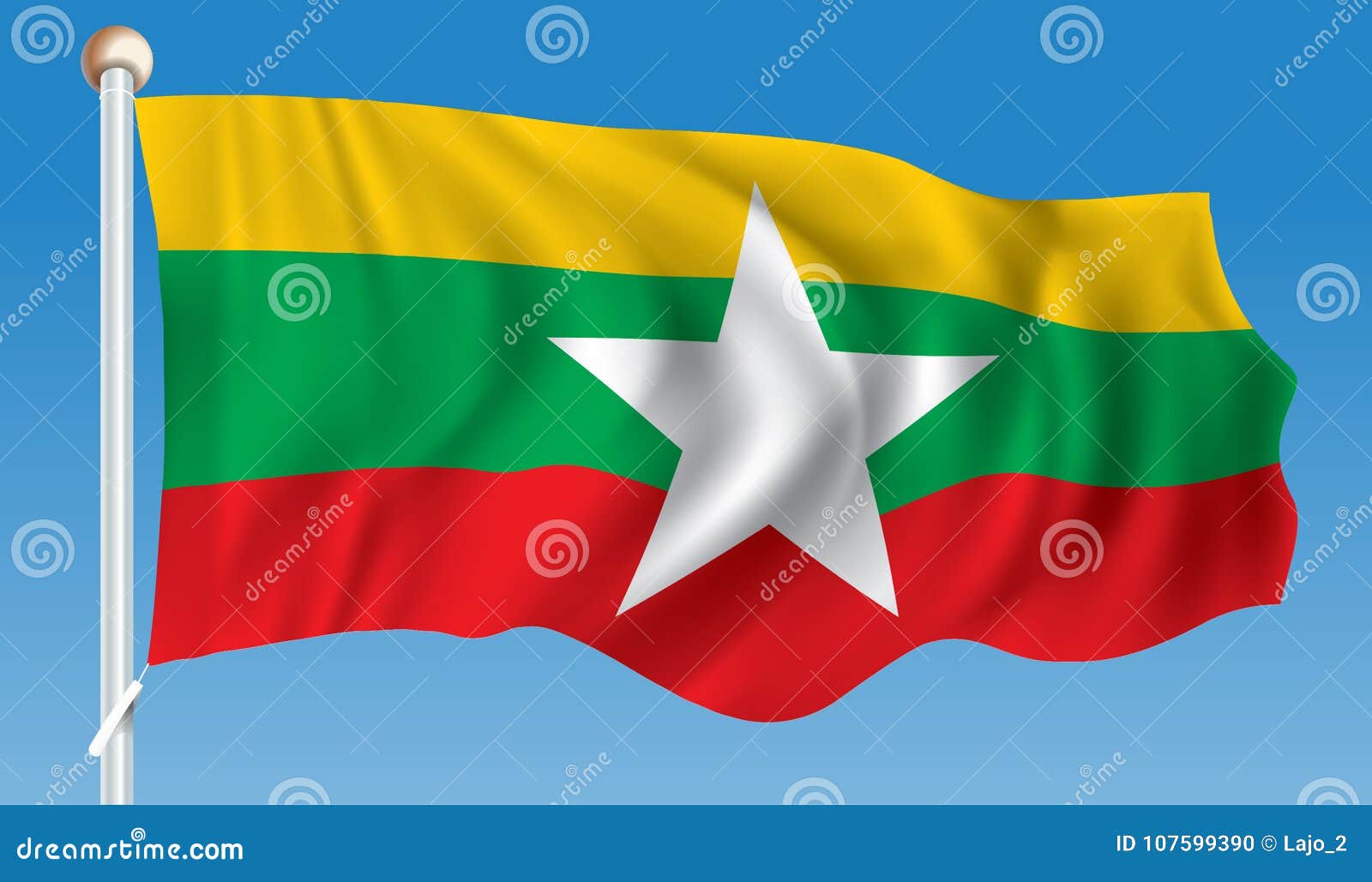 Flag of Burma stock vector. Illustration of motto, location - 107599390