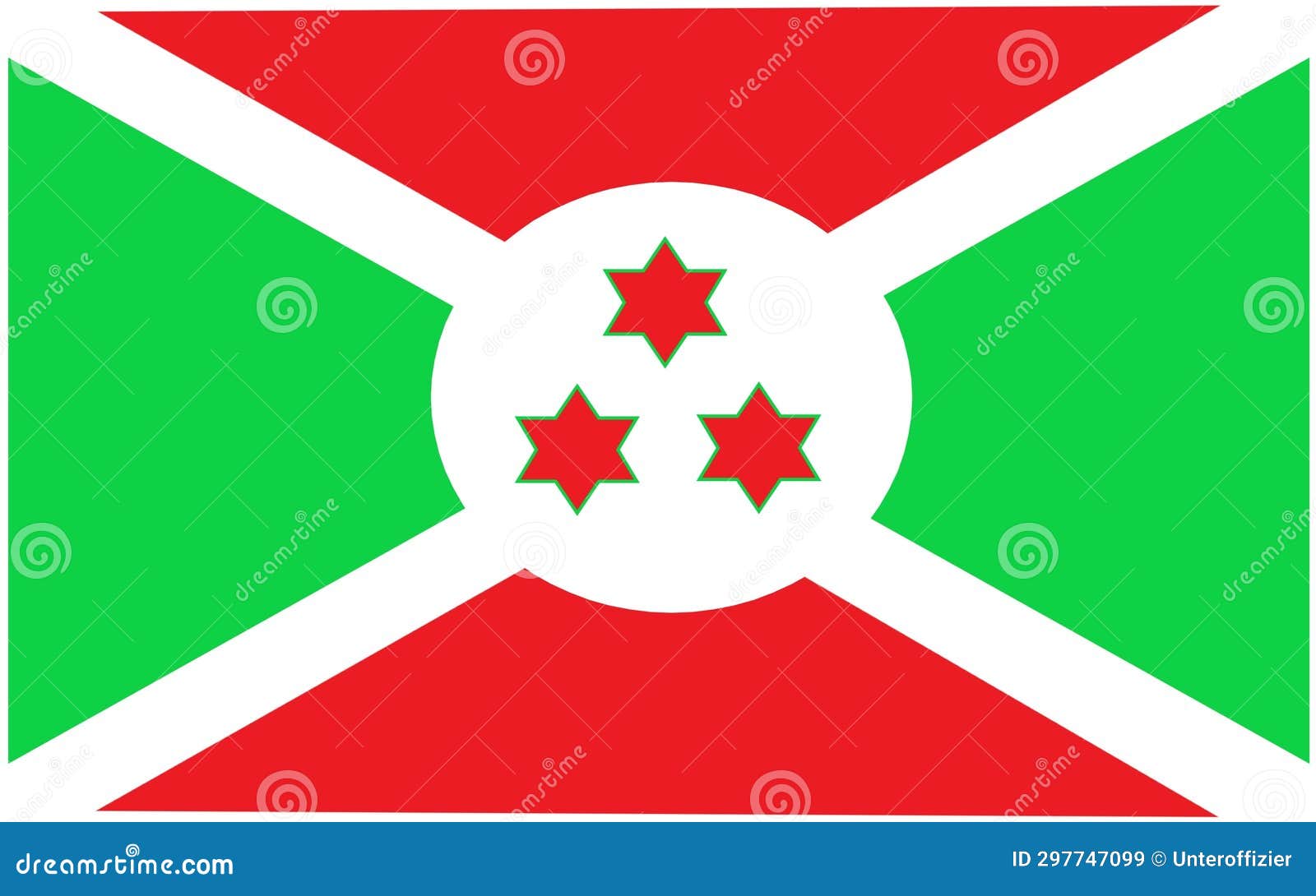 The Flag of Burundi with Three Red Six Pointed Stars Centered within ...